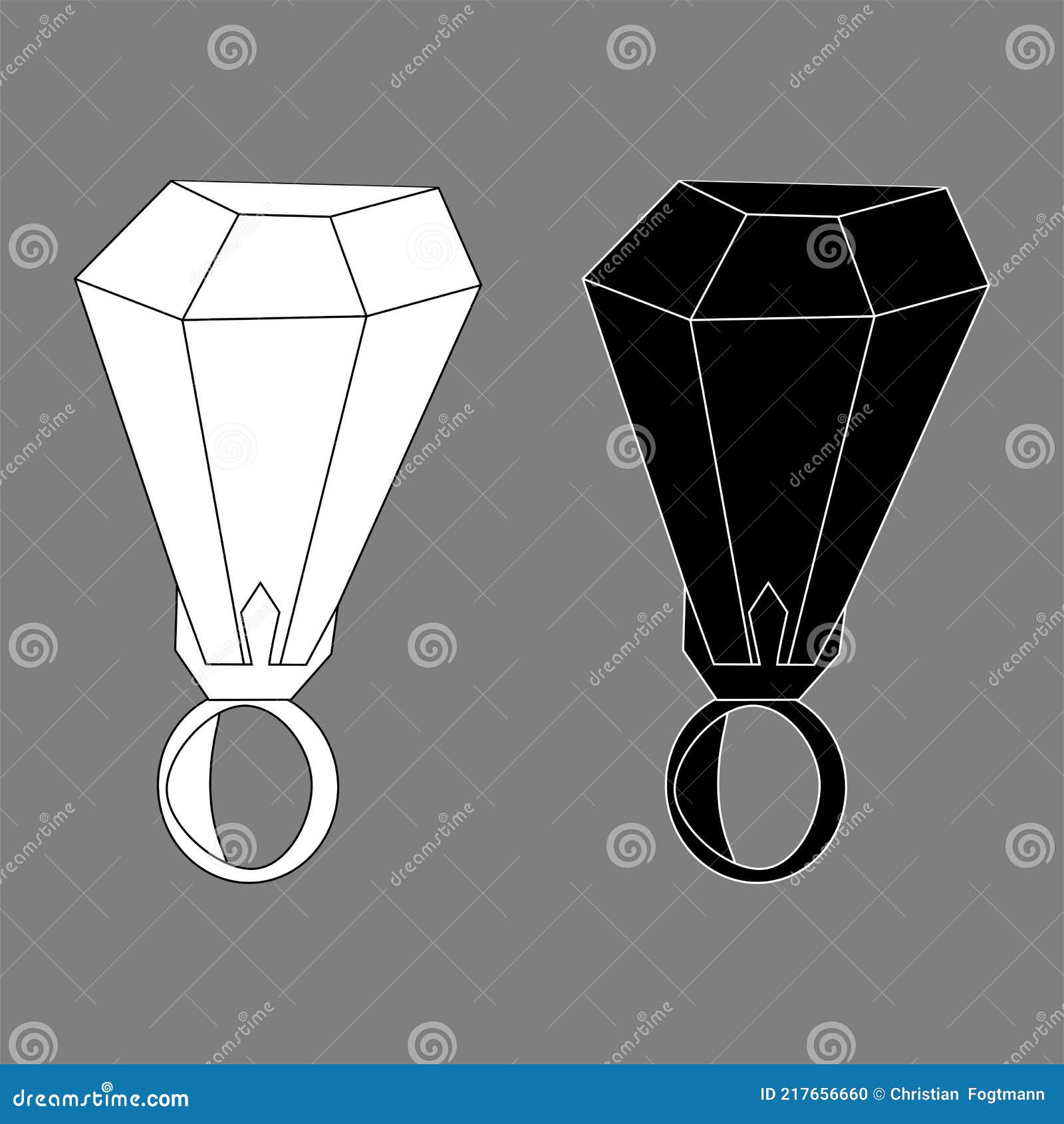 Diamond Ring Black White Outline Stock Vector - Illustration of outline ...