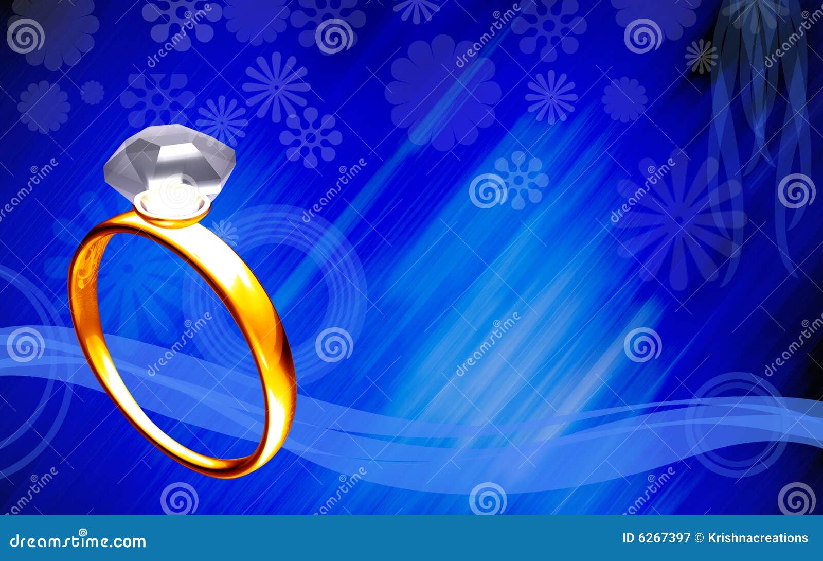 Diamond Ring in Blue Background Stock Illustration - Illustration of ...