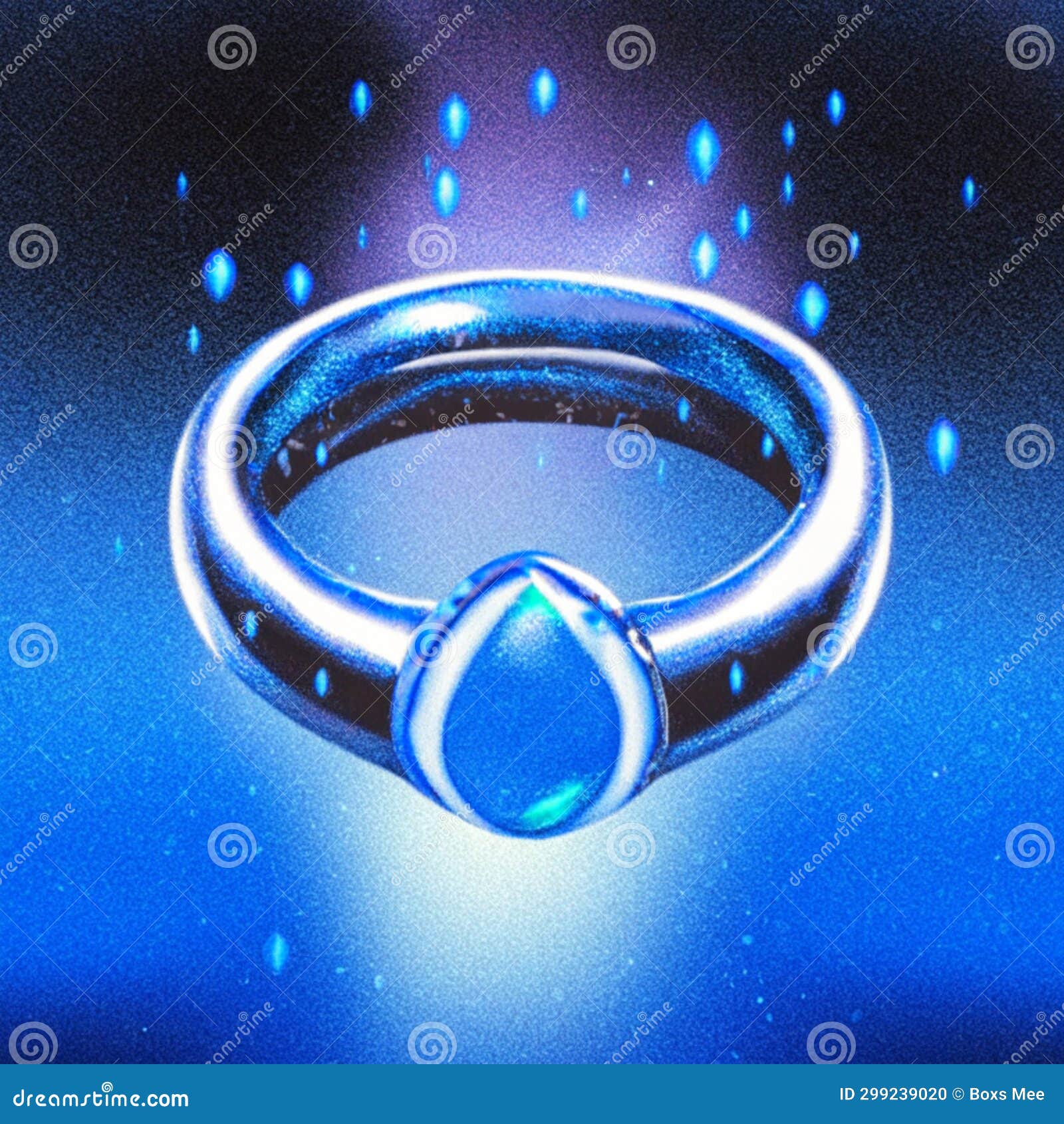 Diamond Ring on a Blue Background. 3d Rendering, 3d Illustration Stock ...