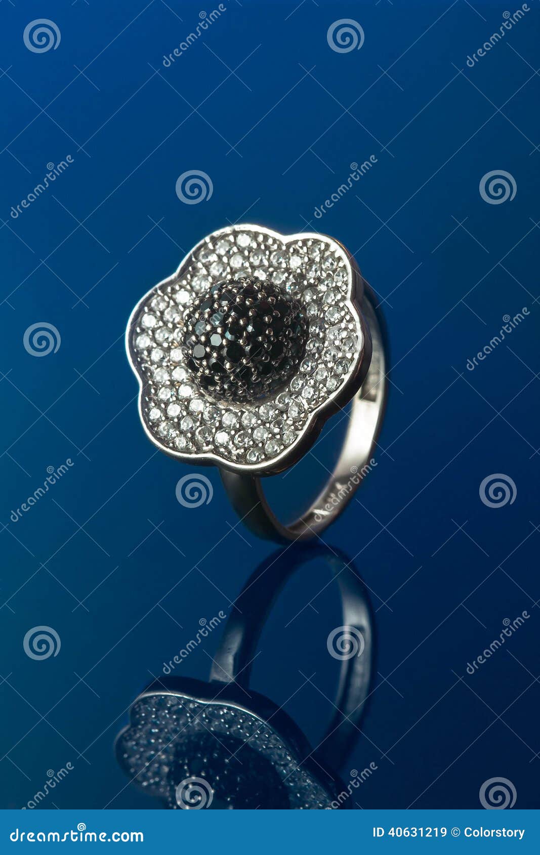 Diamond Ring on Blue Background Stock Image - Image of stones ...