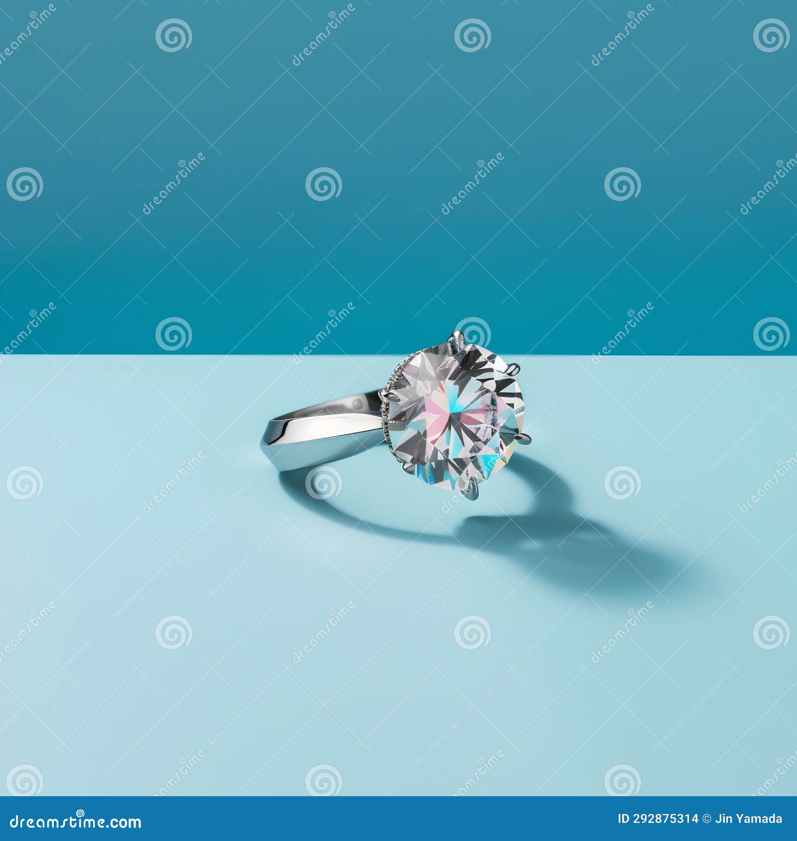 Diamond Ring on Blue Background. Minimal Style Stock Illustration ...