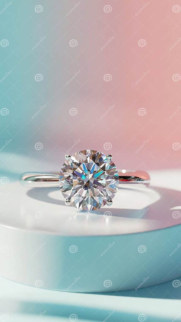 Diamond Ring on Blue Background with Shadow, Concept of Luxury Stock ...