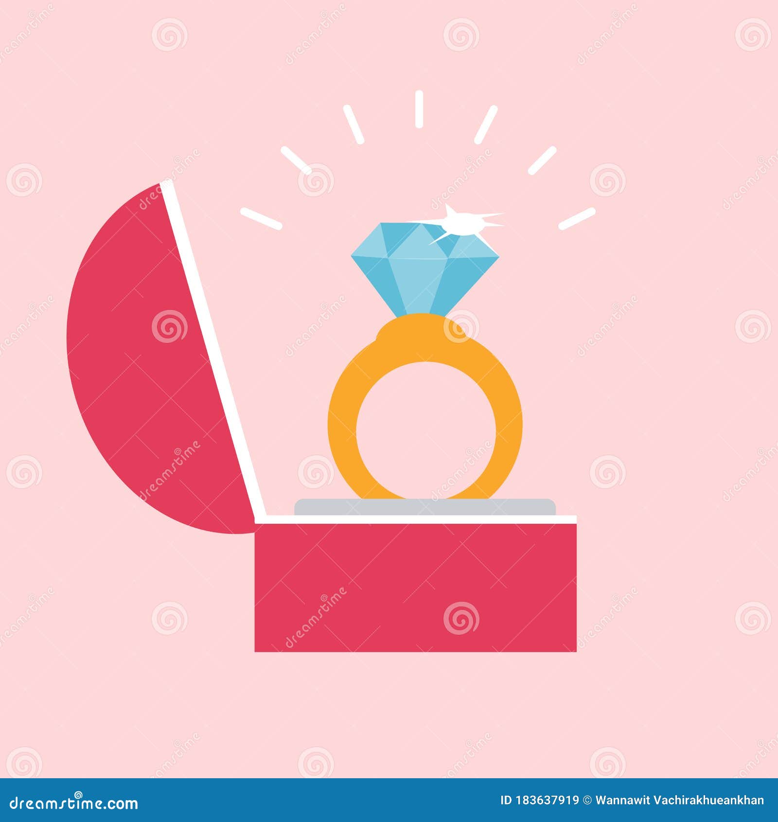Diamond Ring with Box Vector Stock Vector - Illustration of diamond ...