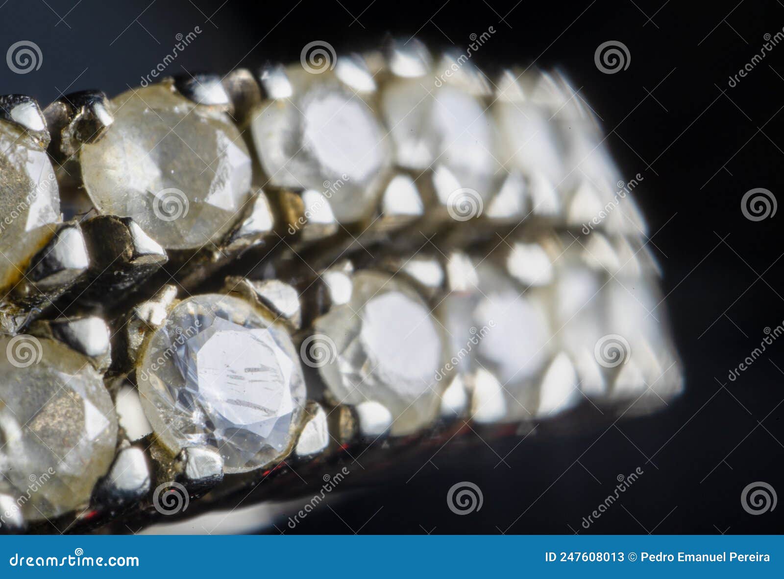 Diamond Ring with a Different Focus Highlighting One of the Stones on a ...