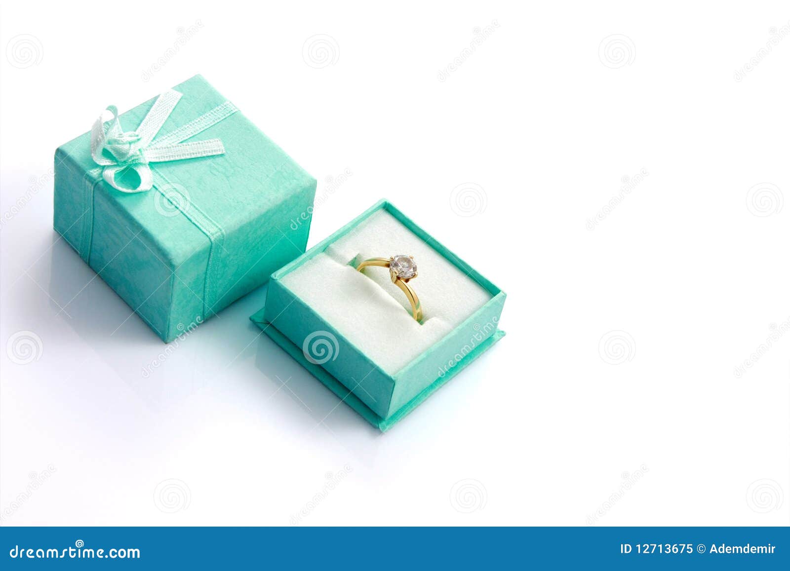 Diamond Ring in Green Gift Box Stock Image - Image of bridal, isolated ...