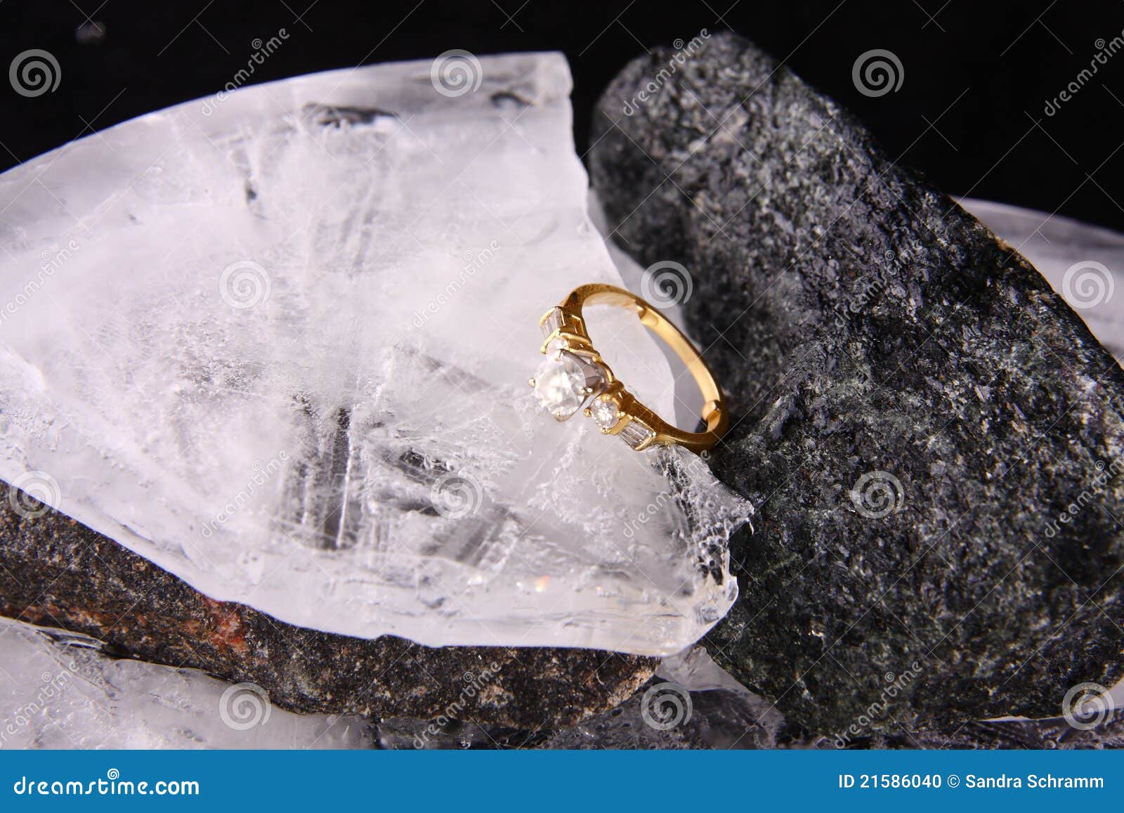 Diamond ring and ice stock photo. Image of frozen, valentine - 21586040