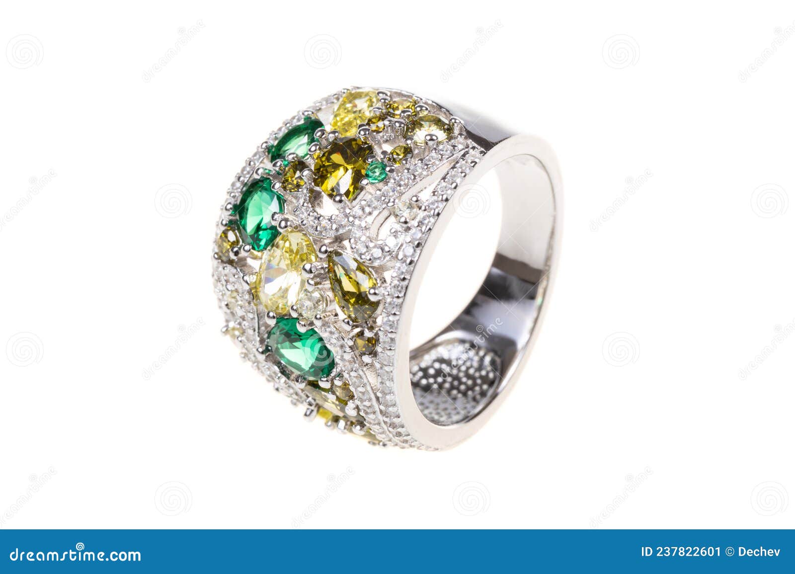 Diamond Ring, Isolated. Beautiful Ring with Different Color Gemstones ...