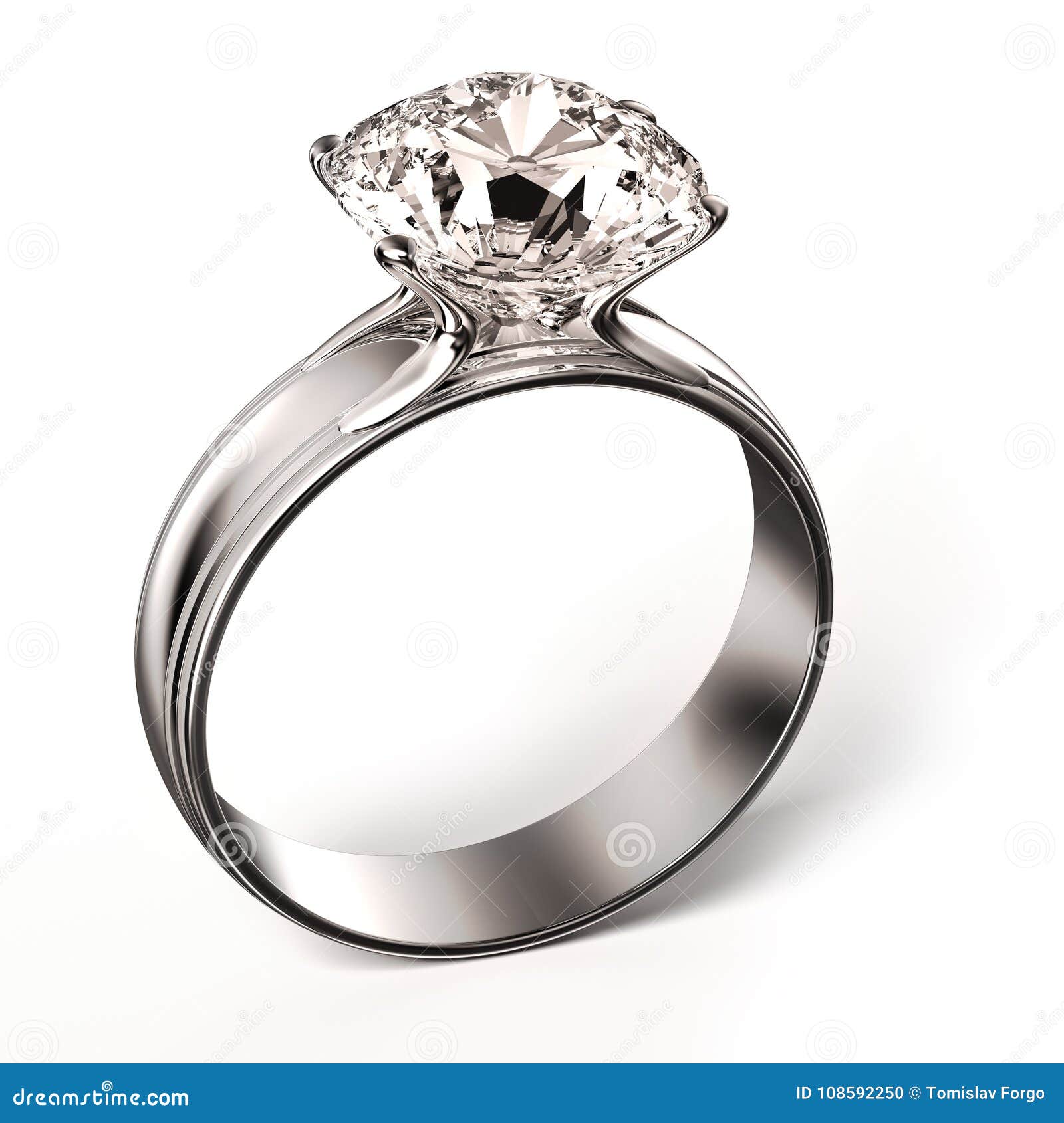 Diamond Ring Isolated on White Stock Illustration - Illustration of ...