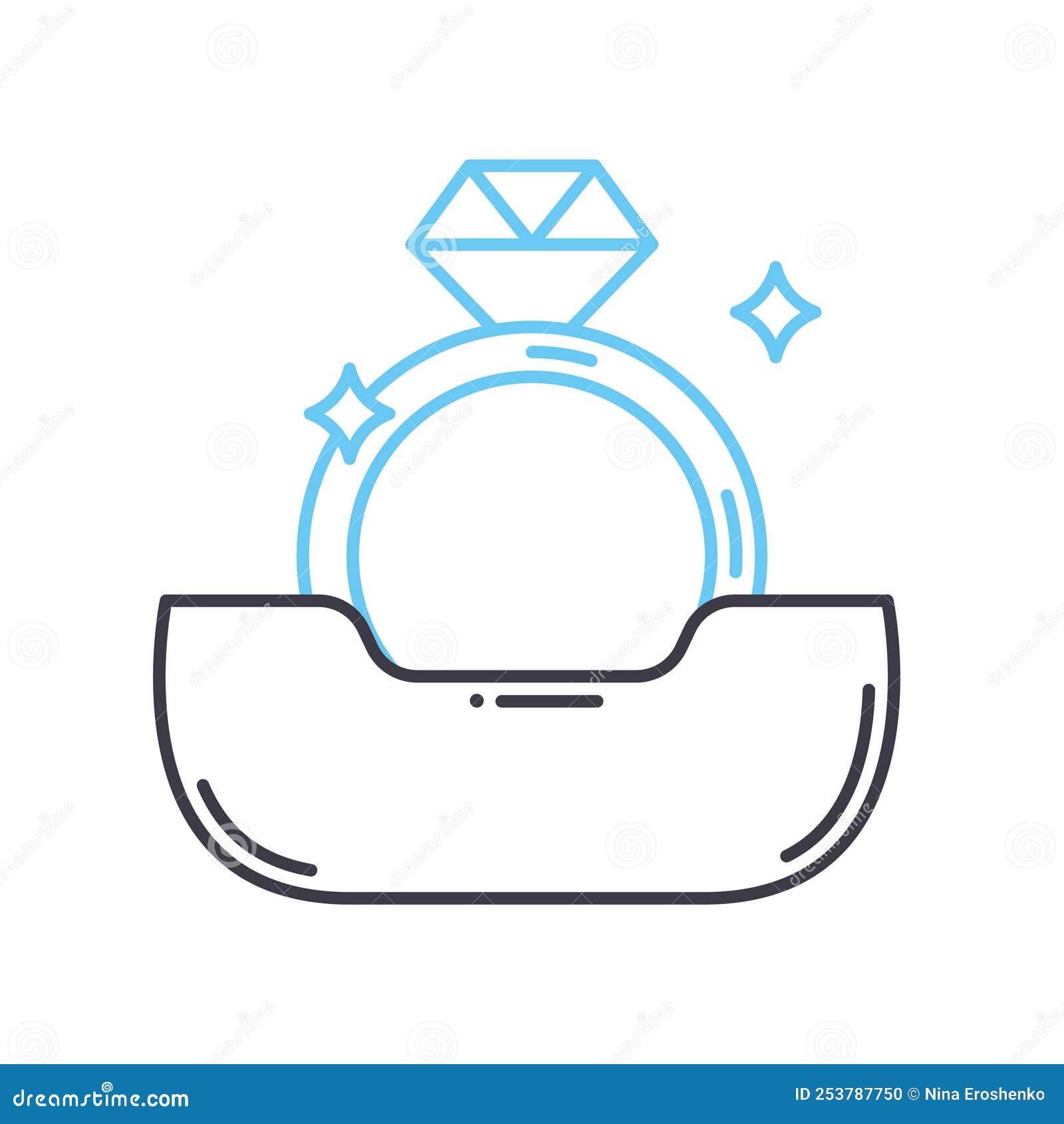 Diamond Ring Line Icon, Outline Symbol, Vector Illustration, Concept ...