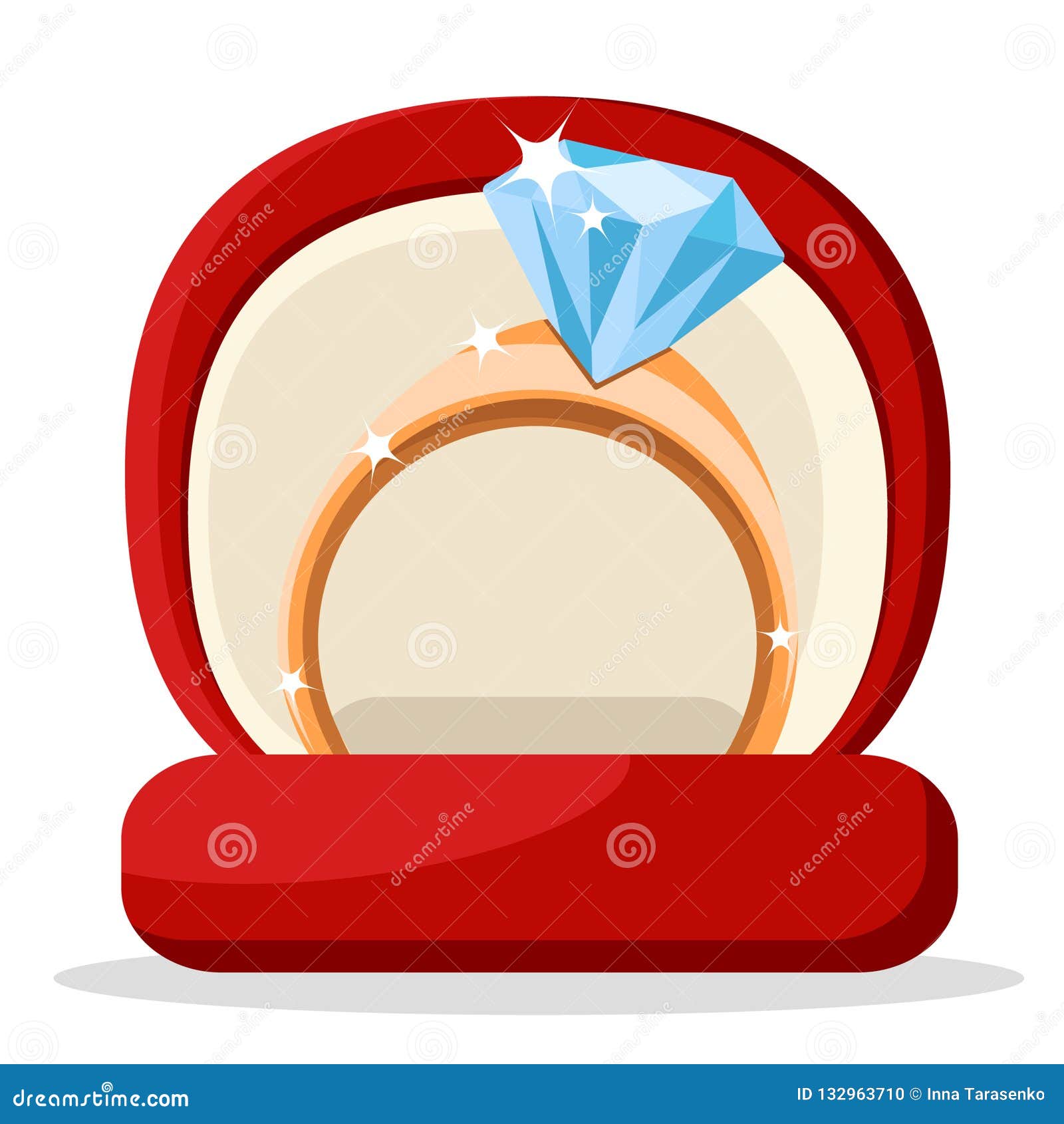 Diamond Ring in Red Box on a White Stock Illustration - Illustration of ...