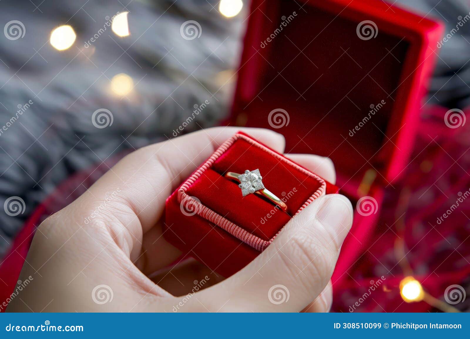 Diamond Ring in Red Box in Woman Hand on . Ai Generative Stock Image ...