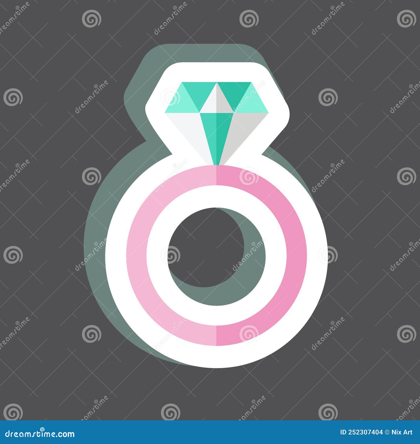 Diamond Ring Sticker in Trendy Isolated on Black Background Stock ...