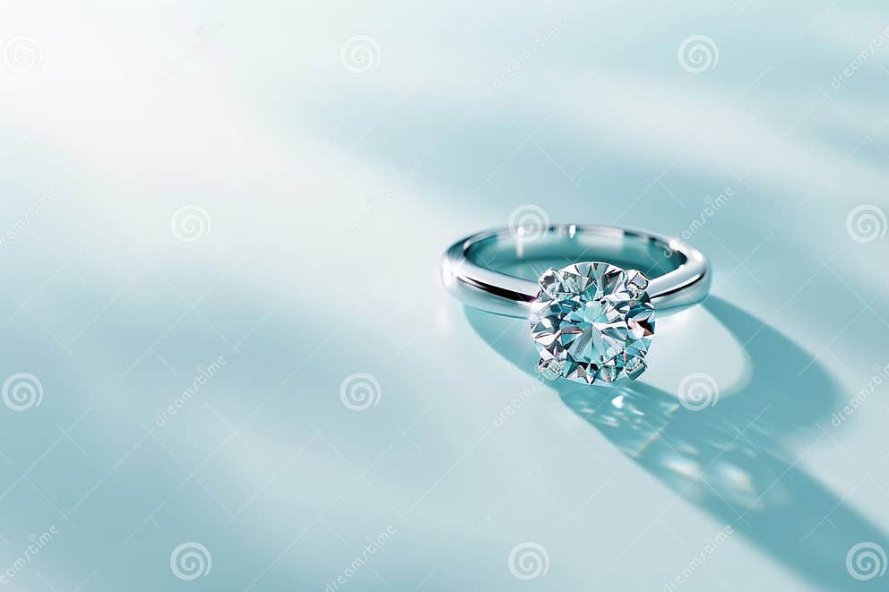 A Diamond Ring is on a Table a Bright Background Stock Illustration ...