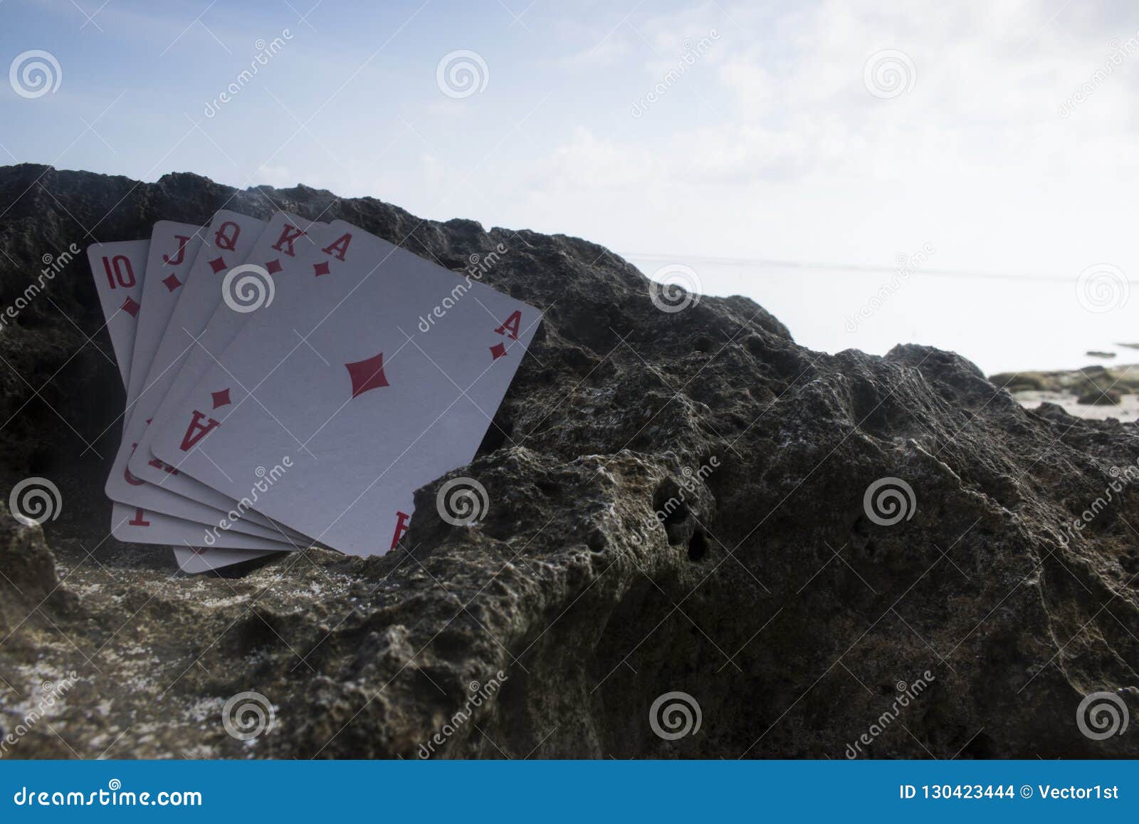 Diamond Royal Flush Poker Card Gamble Beach Stock Photo - Image of ...