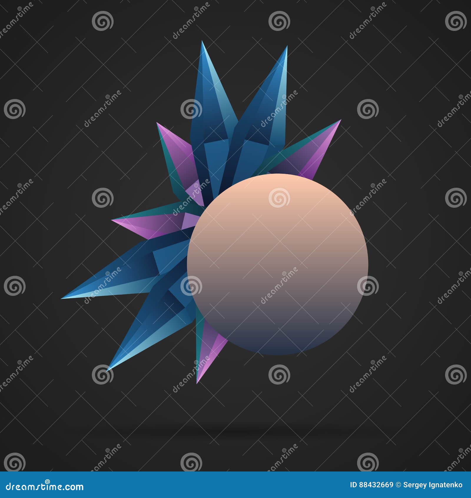 Diamond, Ruby Colorful Shiny Crystals. Polygon Stone Minerals with ...