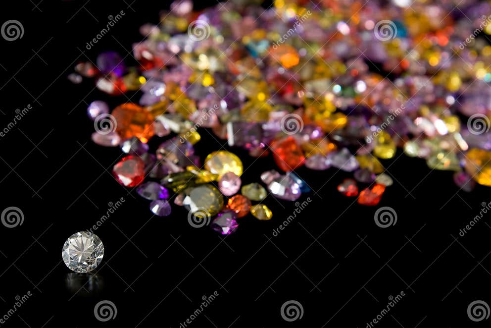 Diamond and Scattered Gem Trail Stock Photo - Image of colored, diamond ...