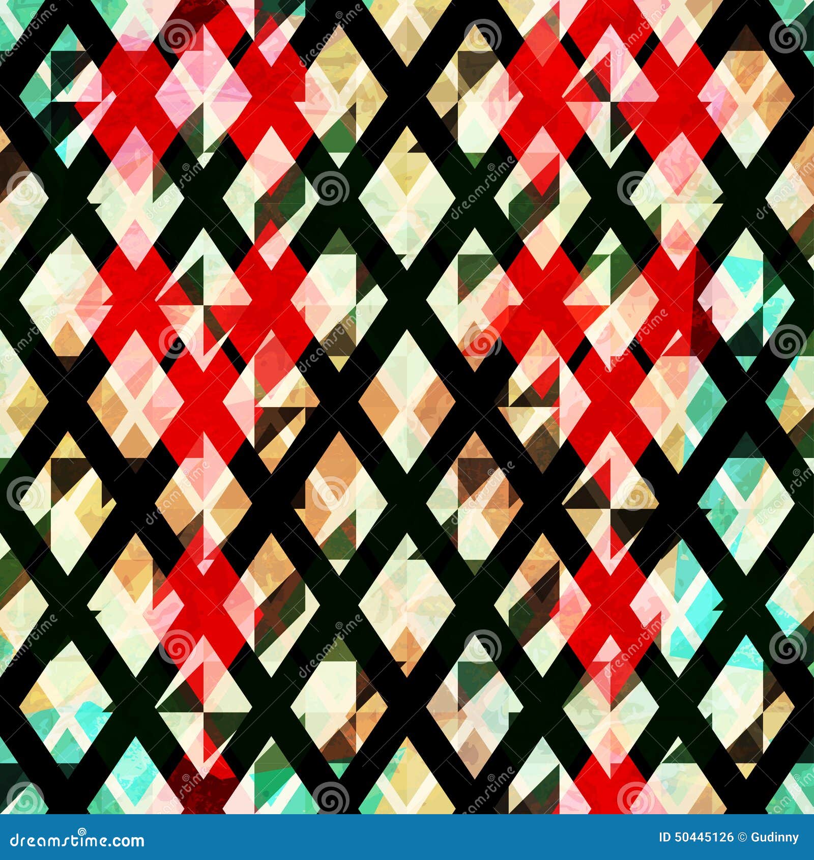 Diamond Seamless Pattern with Grunge Effect Stock Vector - Illustration ...