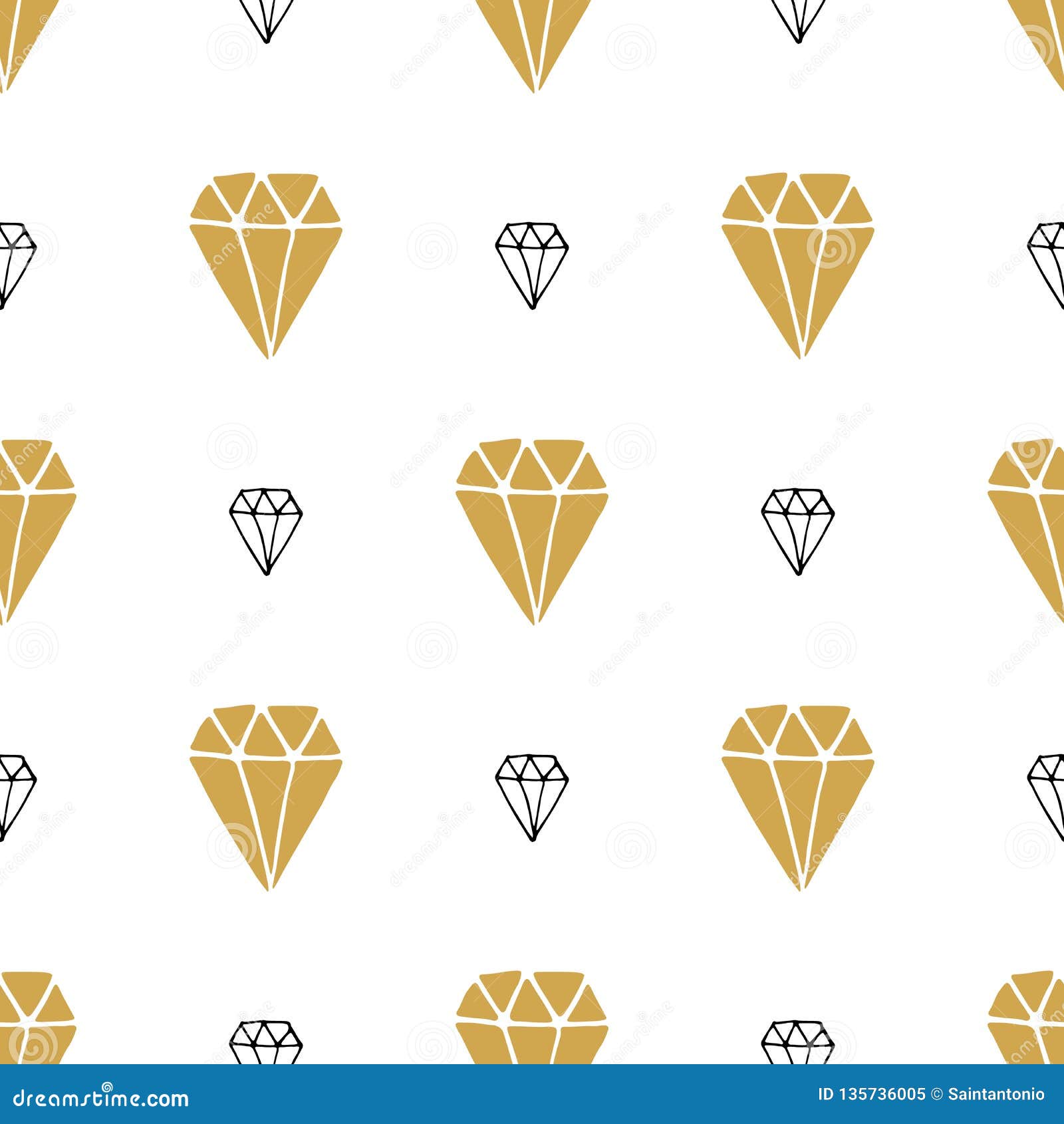 Diamond Seamless Pattern Vector Illustration. Hand Drawn Sketched ...
