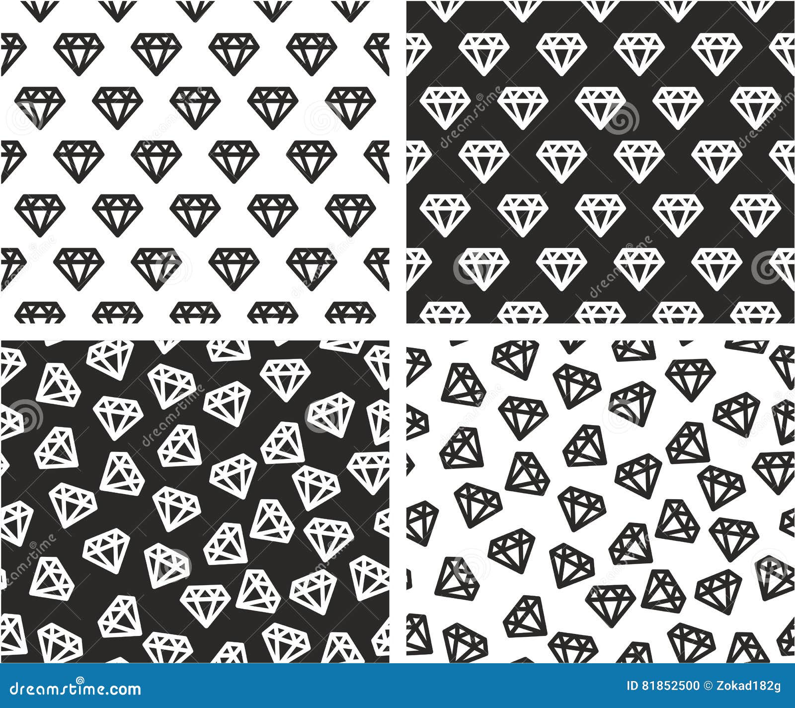 Diamond Shape Aligned & Random Seamless Pattern Set Stock Vector ...