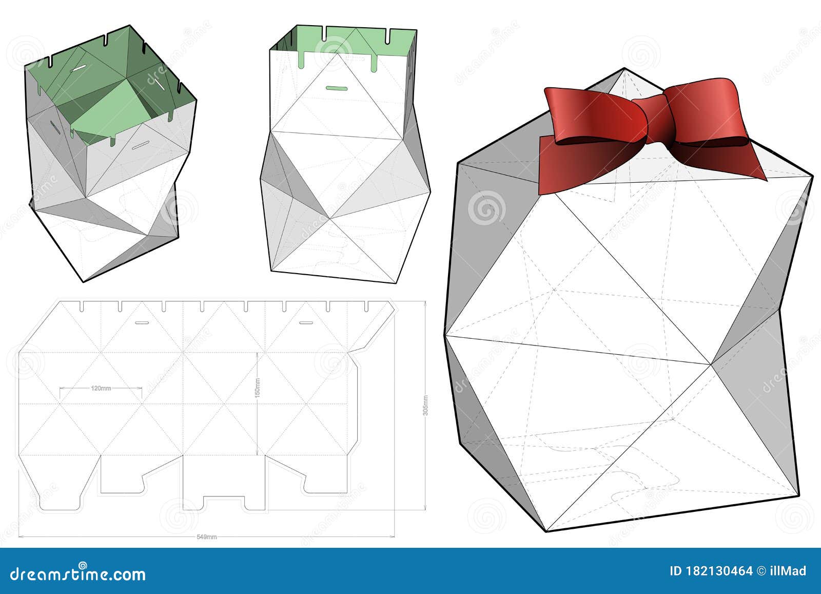 Diamond Shape Box Packaging and Die-cut Pattern Stock Vector ...