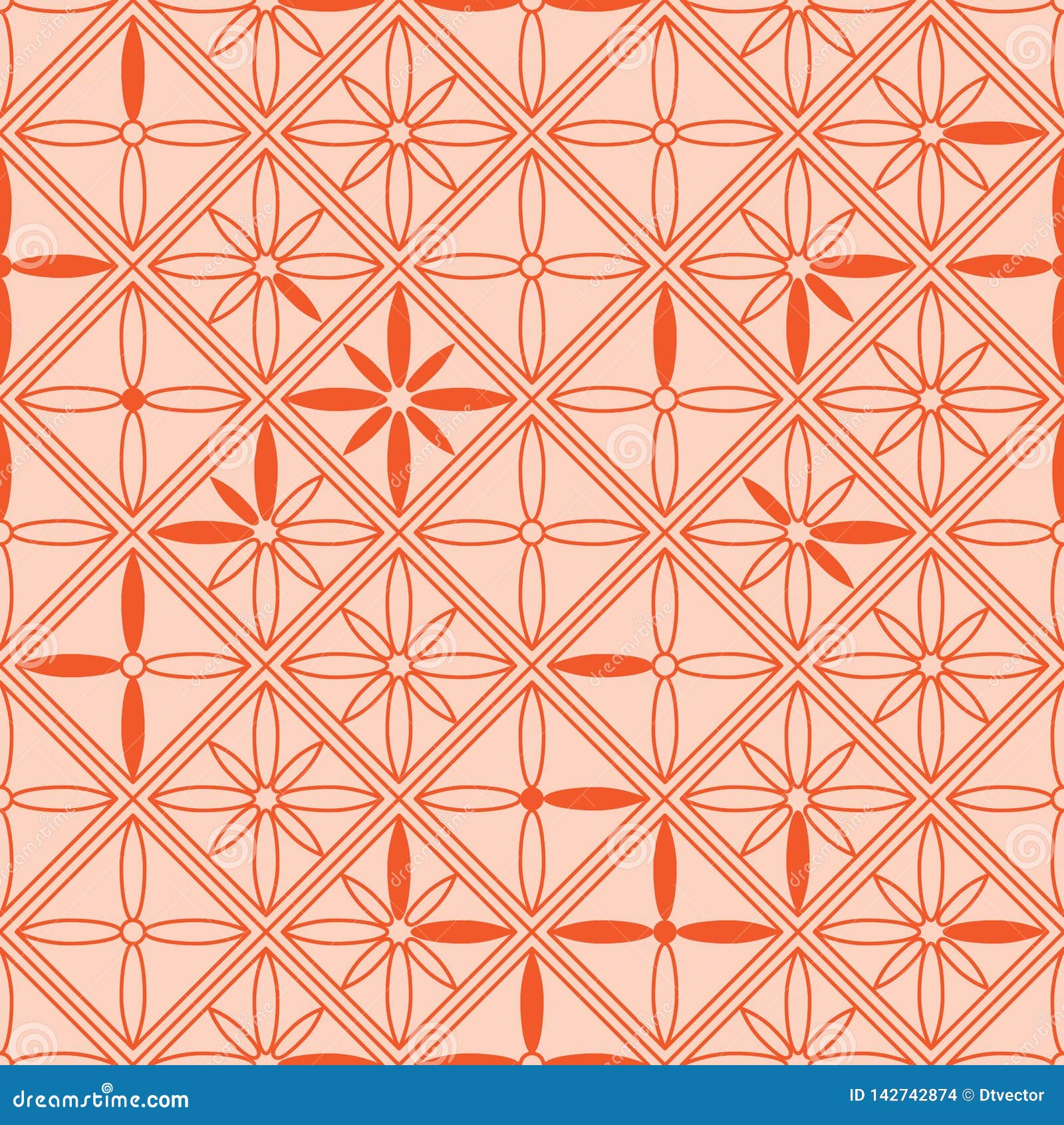 Diamond Shape Inside Flower Symmetry Seamless Pattern Stock Vector ...