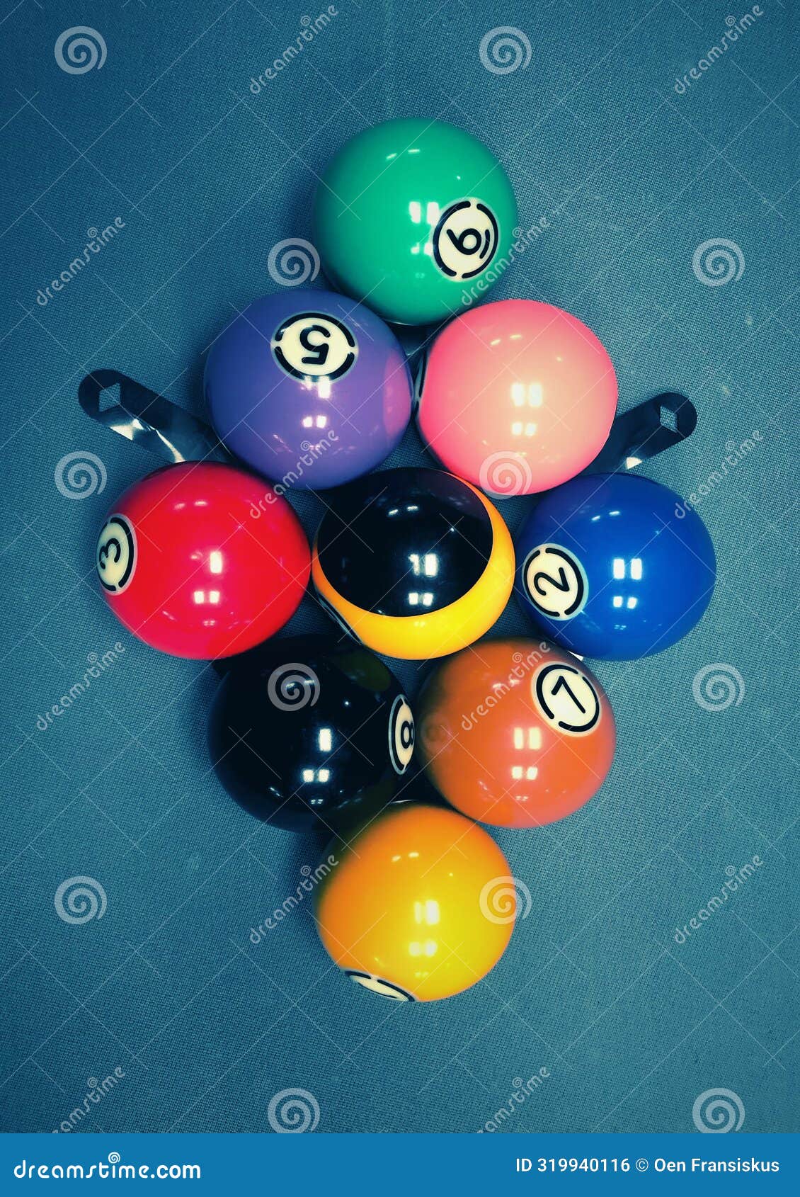 Diamond Shape of Nine Billiard Balls with Various Colors Stock Photo ...