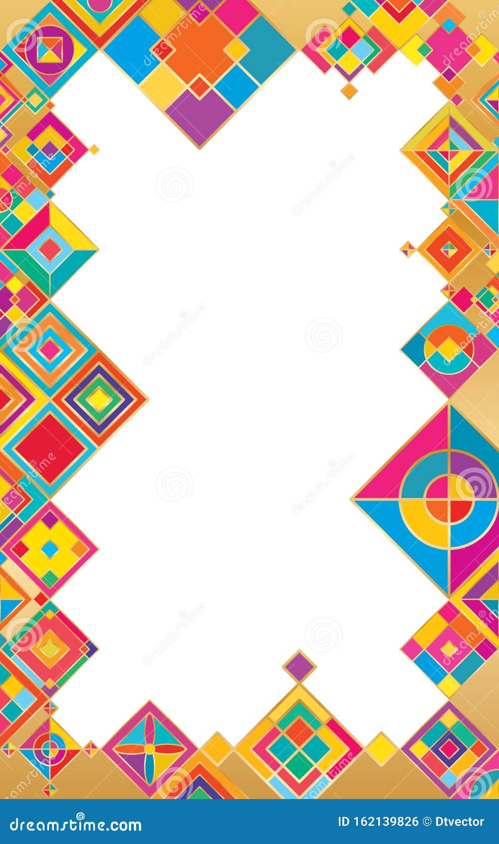 Diamond Shape Style Frame Gold Vertical Stock Vector - Illustration of ...
