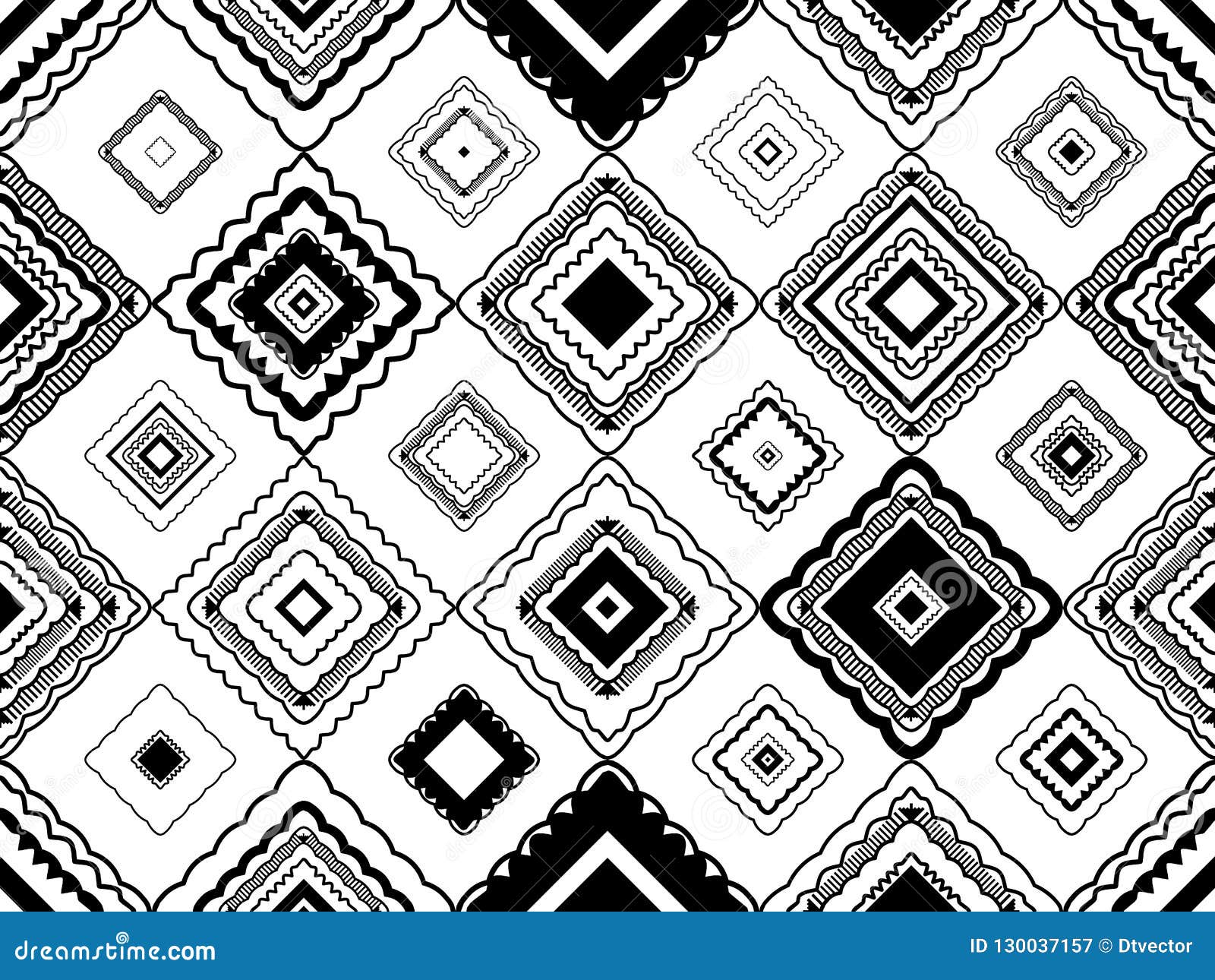 Diamond Shape Tribal Black and White Seamless Pattern Stock Vector ...