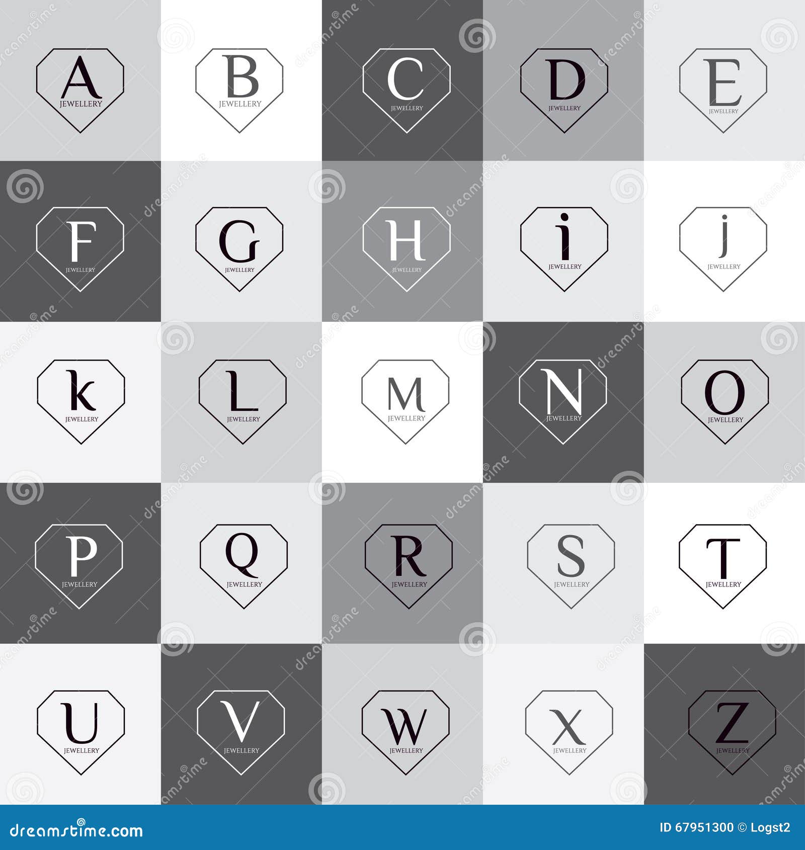 Diamond Shaped Alphabet Vector Logo Set Stock Vector - Illustration of ...
