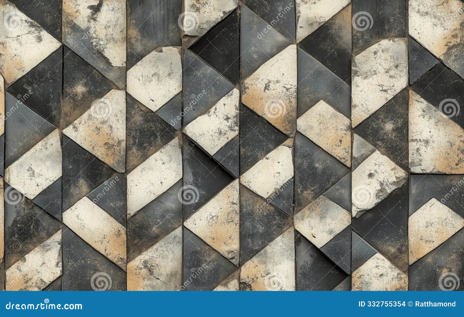 Diamond-shaped Blocks Form a Weathered Concrete Pattern in Muted Tones ...