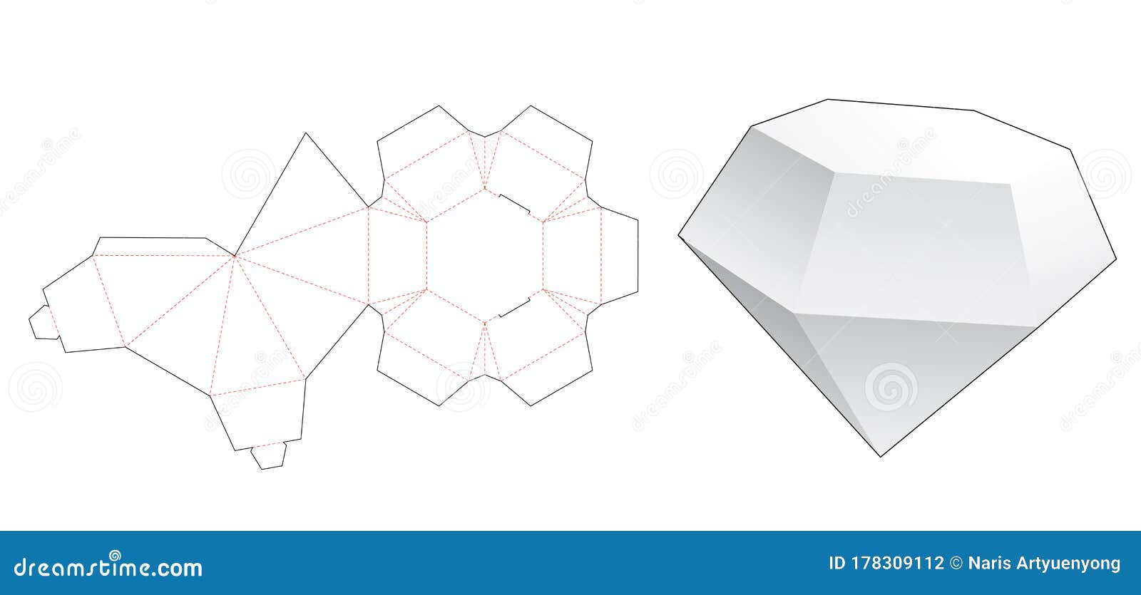 Diamond Shaped Box Die Cut Template Stock Vector - Illustration of ...