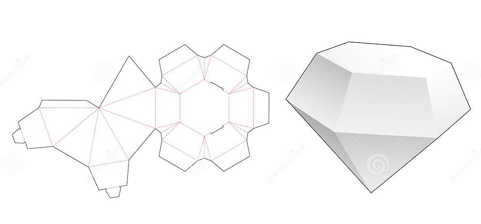 Diamond Shaped Box Die Cut Template Stock Vector - Illustration of ...