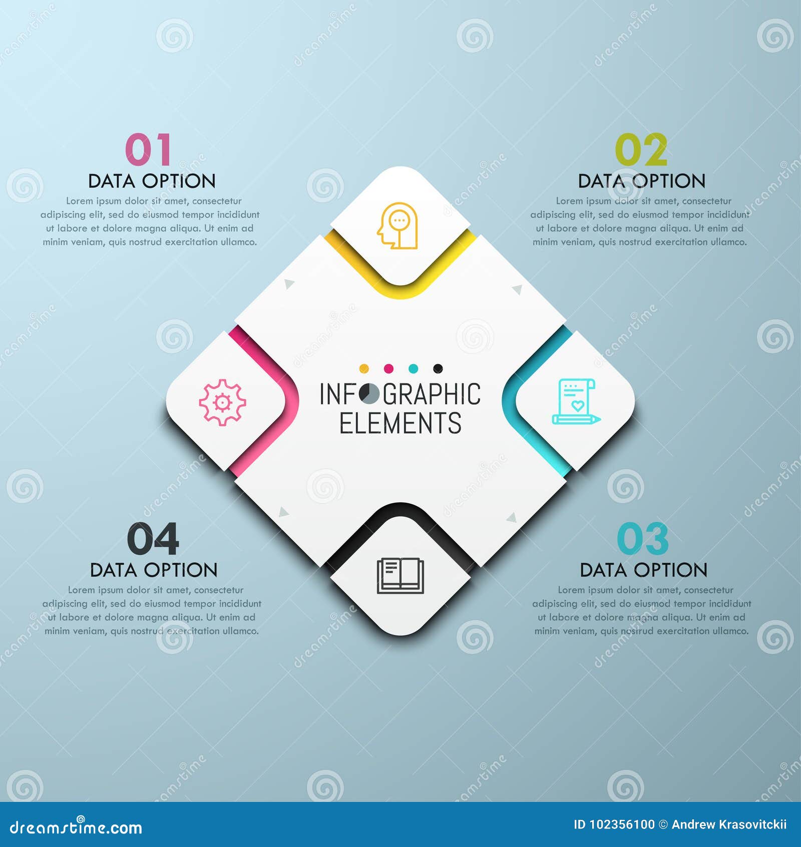 Diamond-shaped Chart With 4 Sectoral Elements Vector Illustration ...