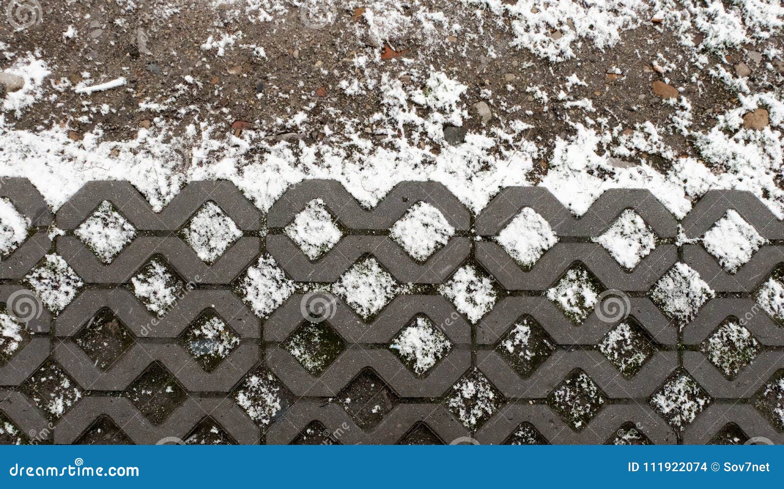 Diamond-shaped Concrete Pavement Covered with Snow Stock Photo - Image ...