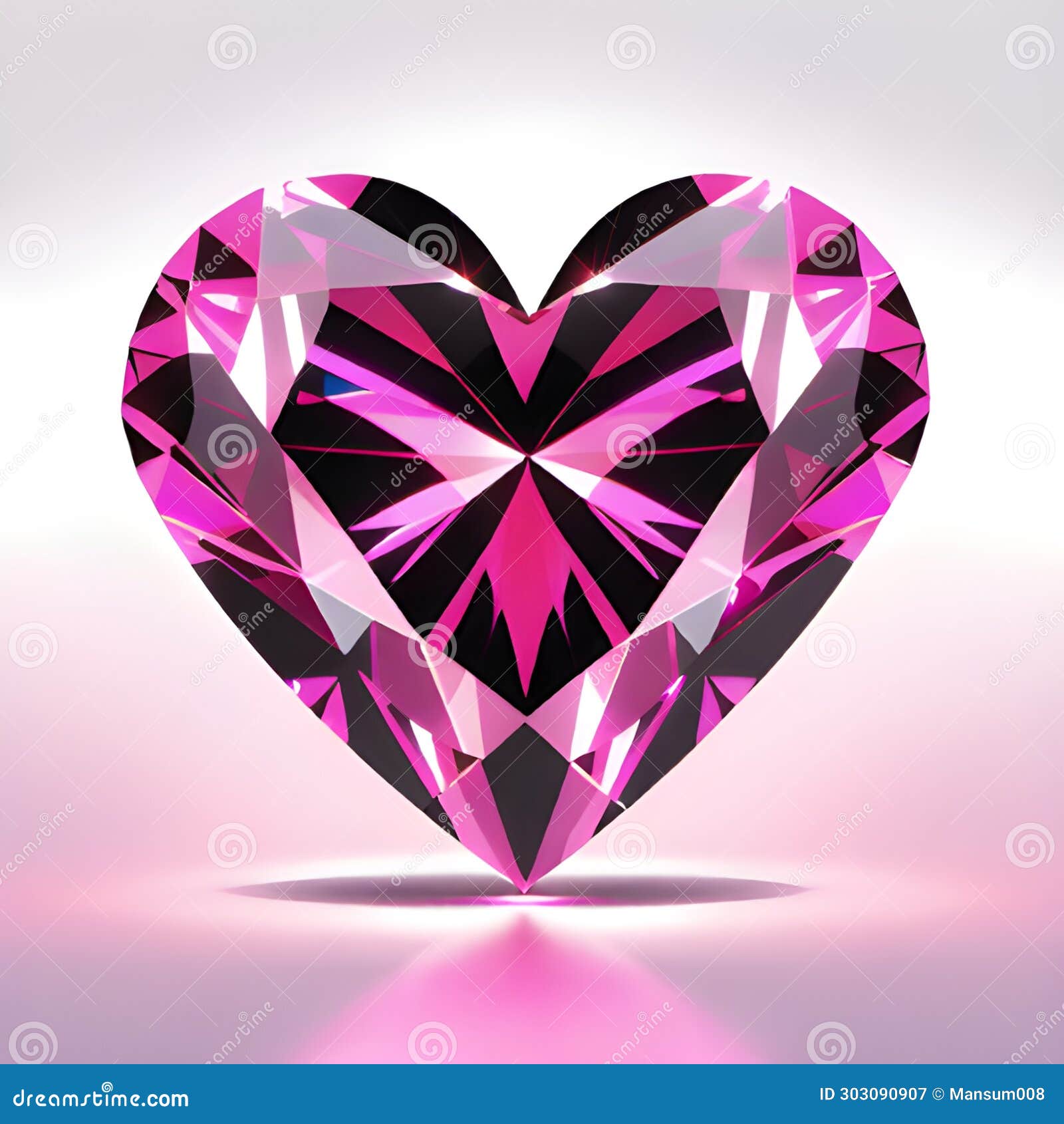 Diamond Shaped Heart with Pink Crystals Stock Illustration ...