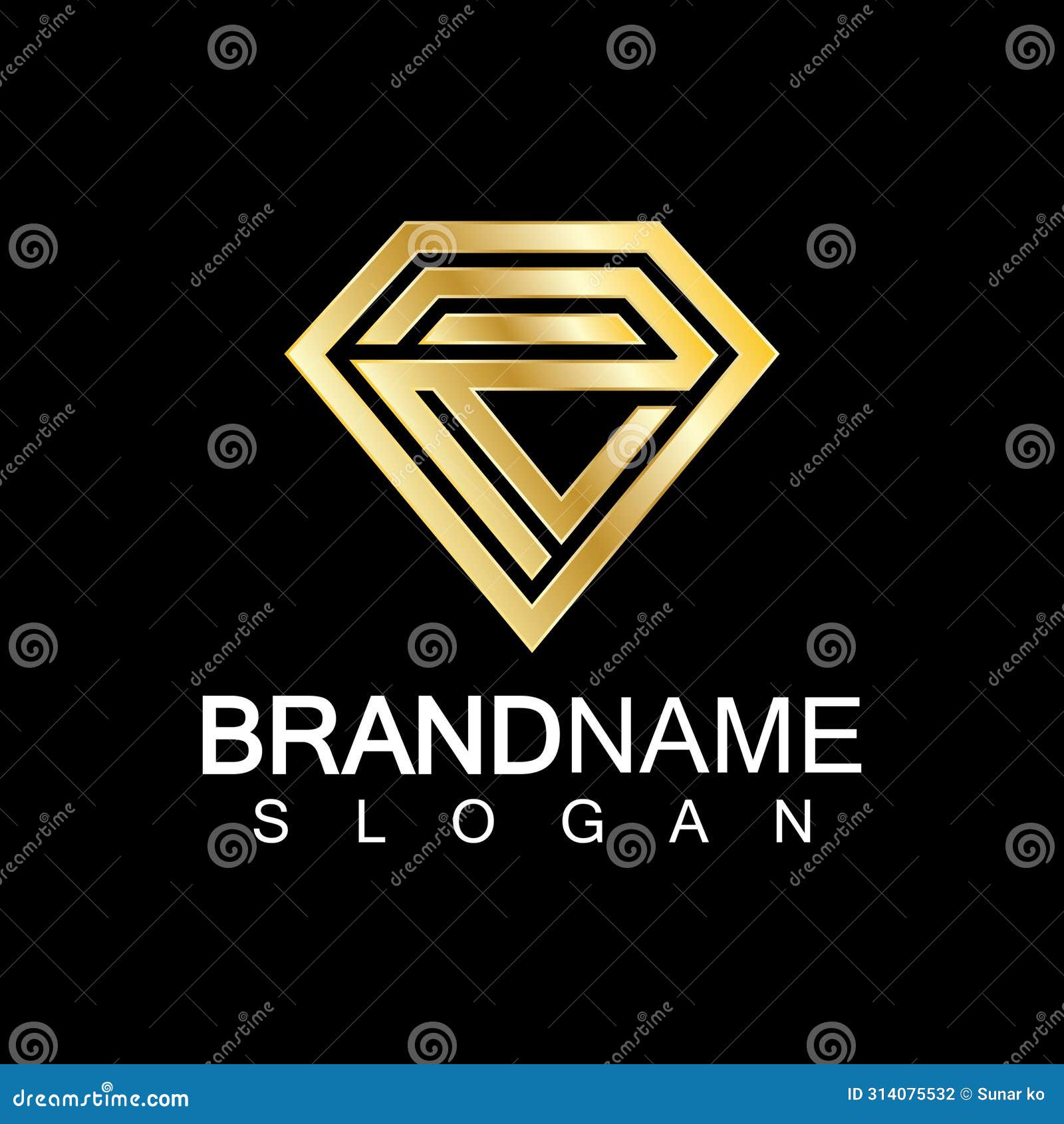 A Diamond Shaped Letter R Logo Design Isolated Black Background Stock ...