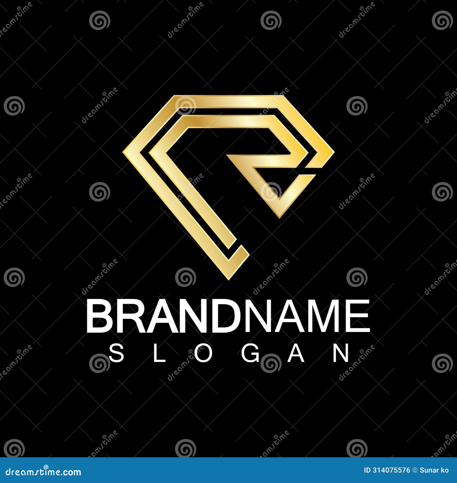 A Diamond Shaped Letter R Logo Design Isolated Black Background Stock ...