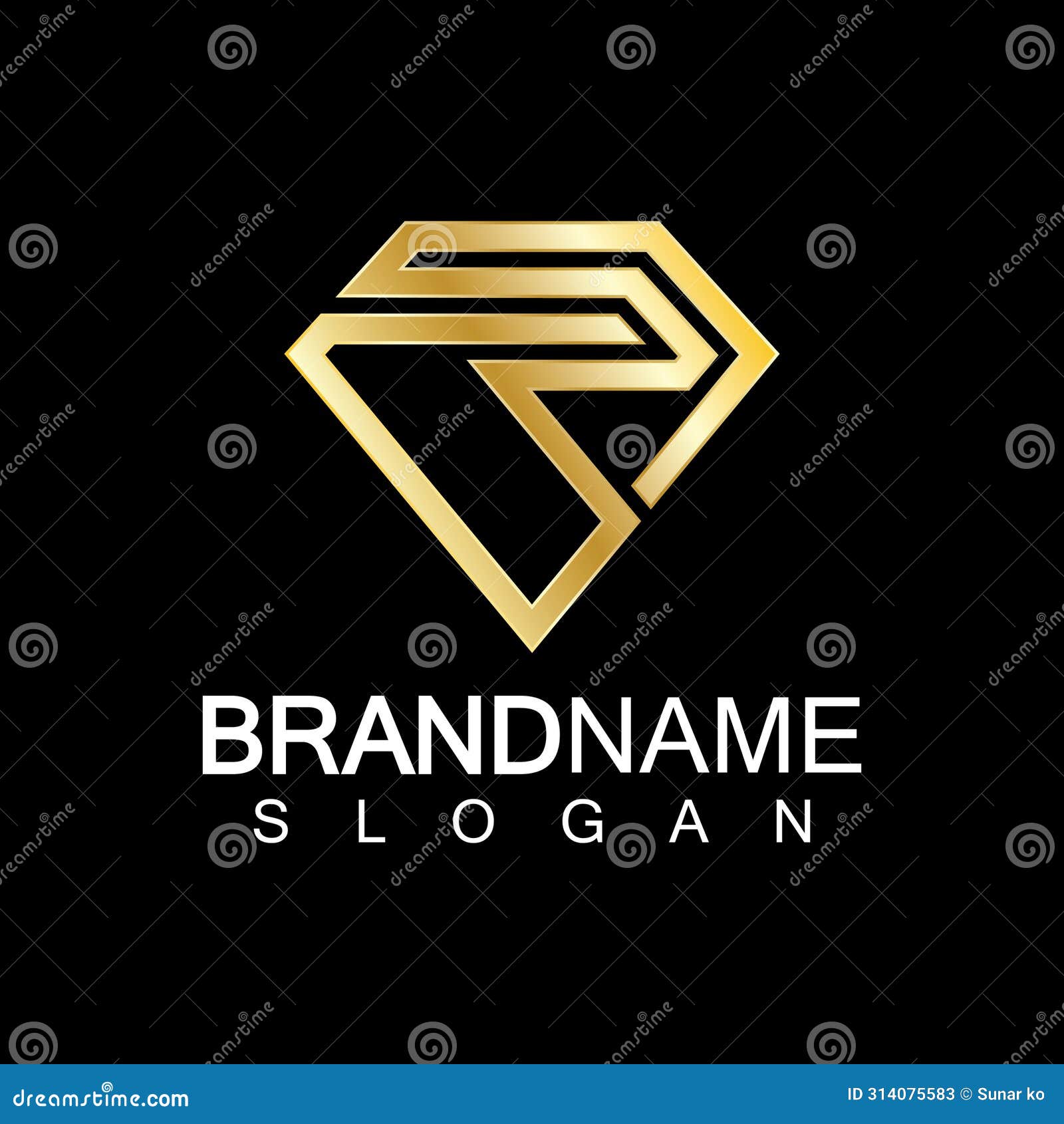 A Diamond Shaped Letter R Logo Design Isolated Black Background Stock ...