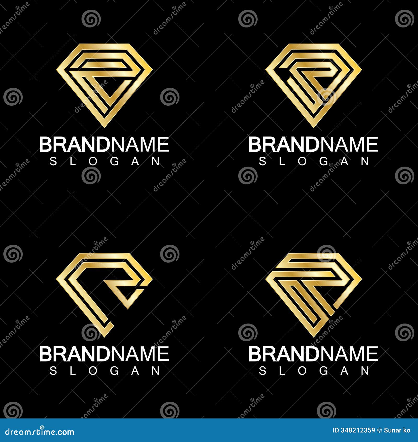 A Diamond Shaped Letter R Logo Design Isolated Black Background Stock ...