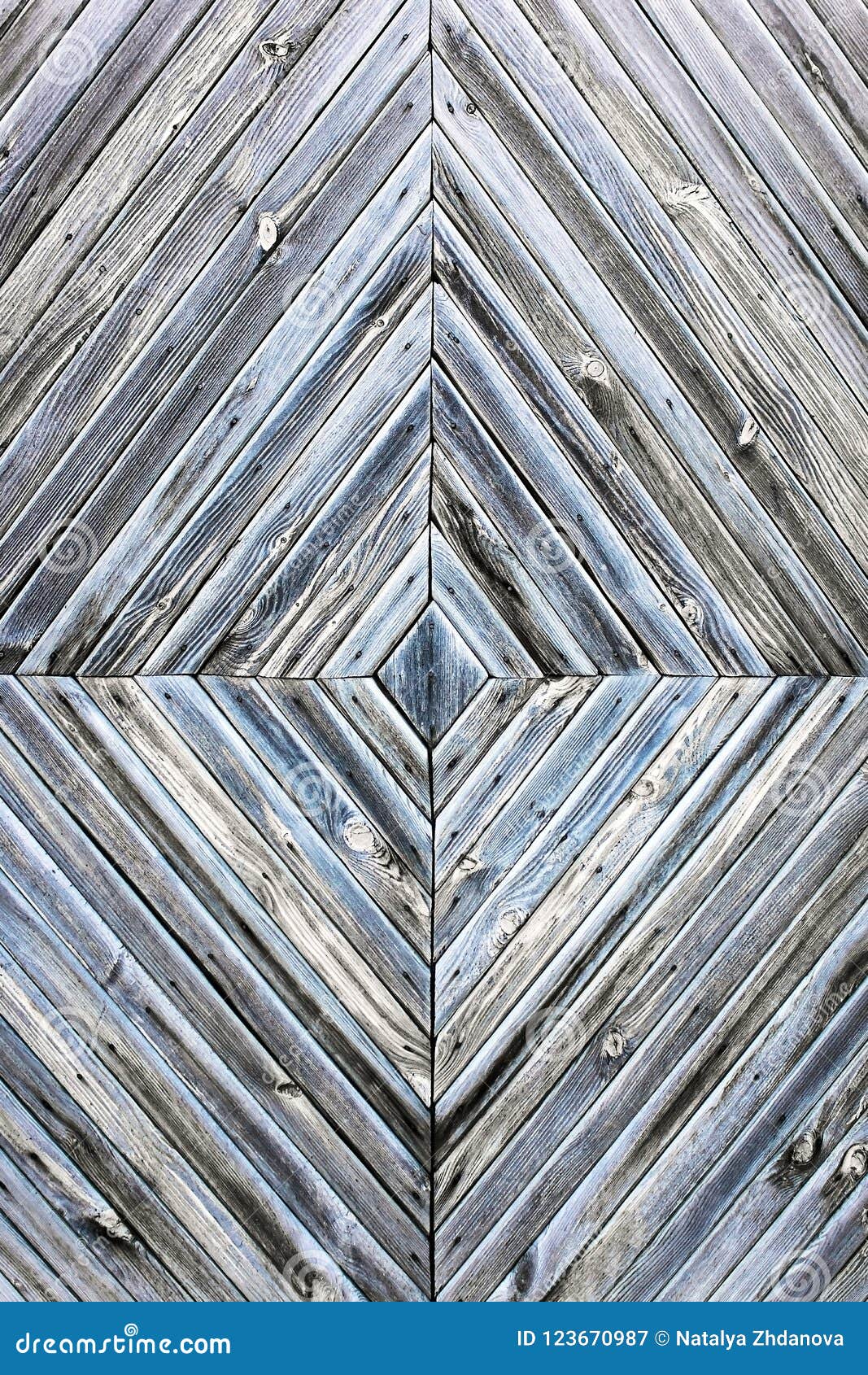 A Diamond-shaped Pattern of the Old Wooden Boards, Grey Blue Background ...