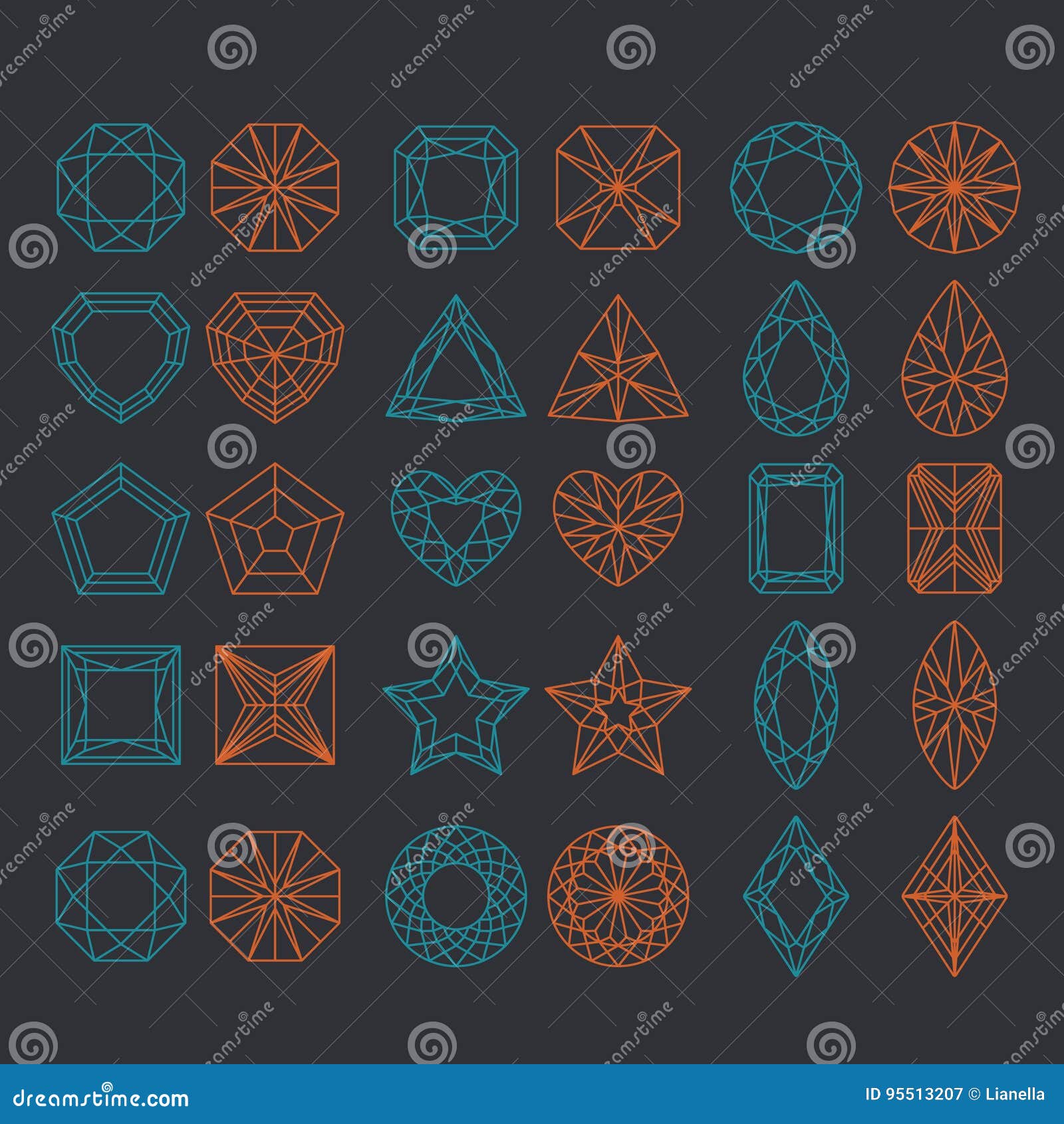 Diamond Shapes Set stock vector. Illustration of brilliant - 95513207