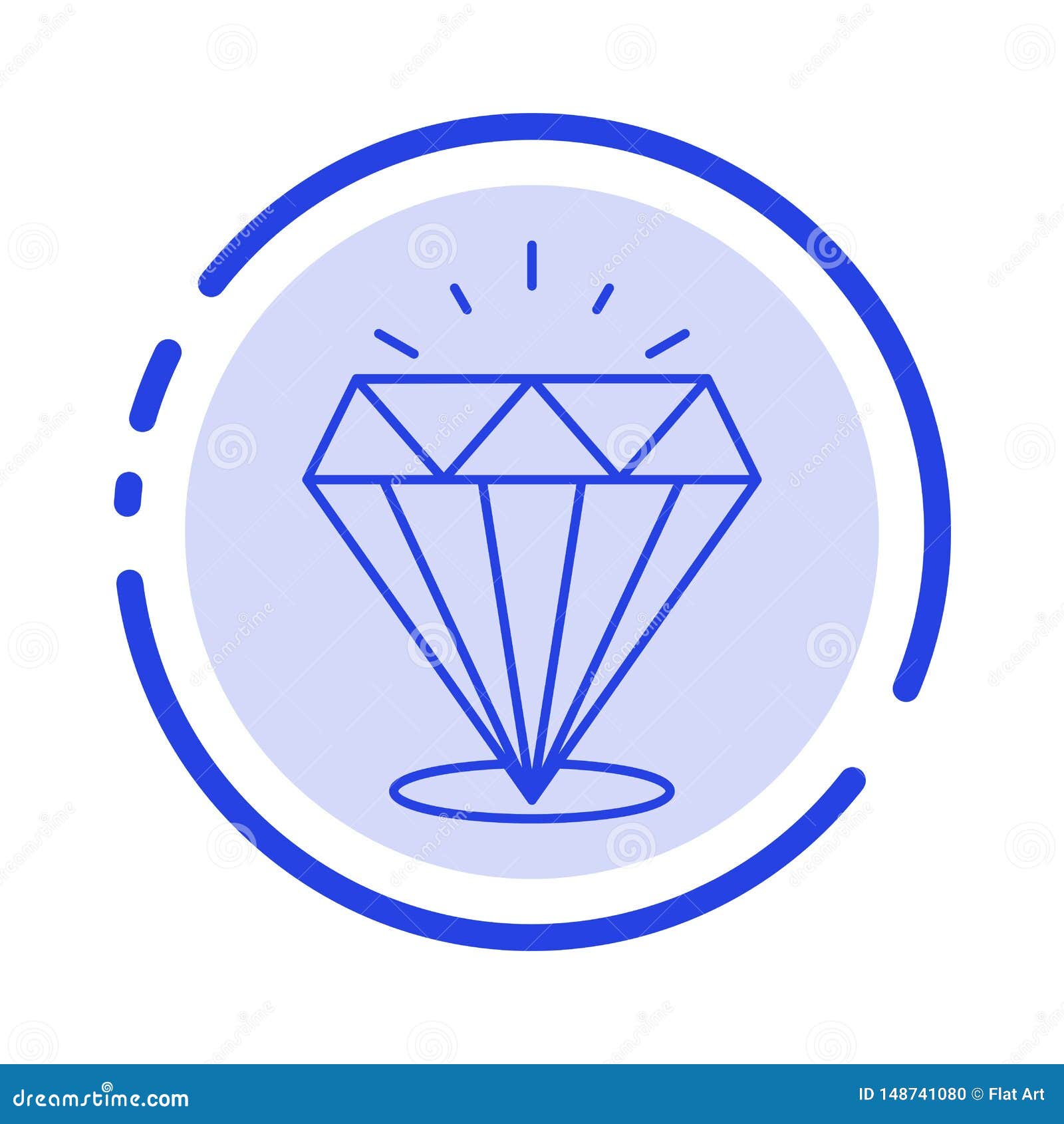 Diamond, Shine, Expensive, Stone Blue Dotted Line Line Icon Stock ...
