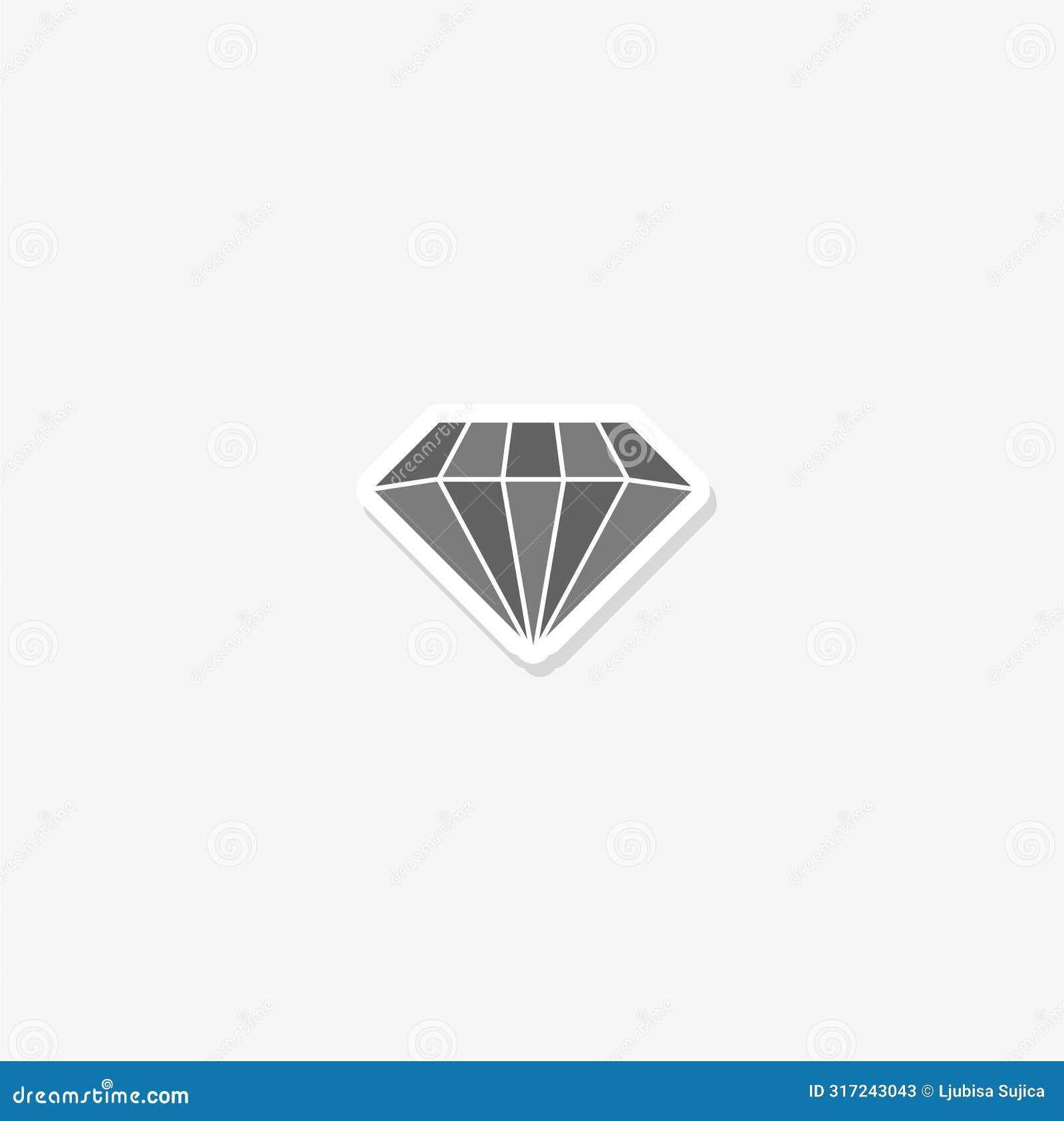 Diamond Simple Icon Sticker Isolated on Gray Background Stock Vector ...