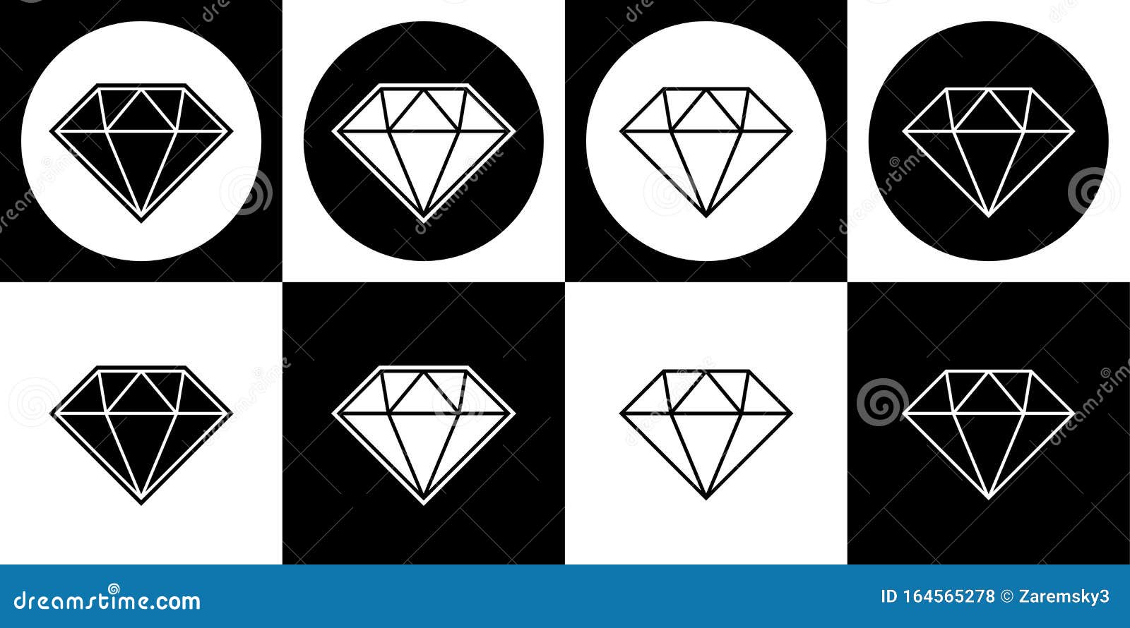Diamond Slot Symbol Black and White Icon Set Stock Vector ...