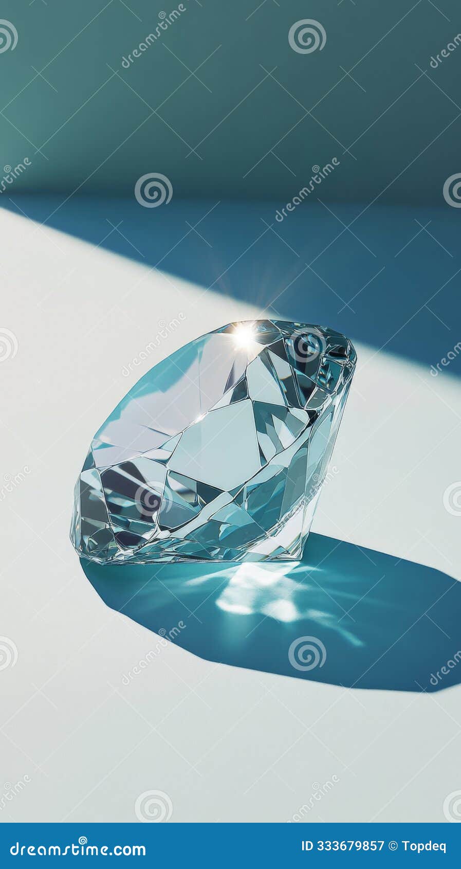Diamond on Soft Pastel Surface Reflecting Light, Minimalistic ...