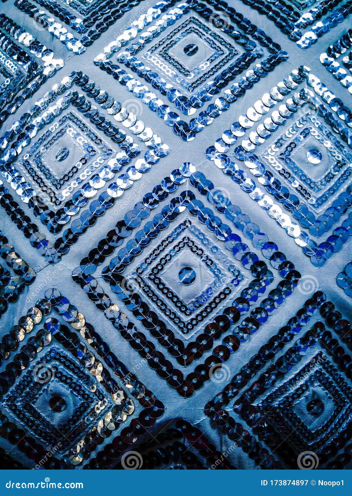 Diamond Square Blue Silver Sequins Stock Image - Image of abstract ...