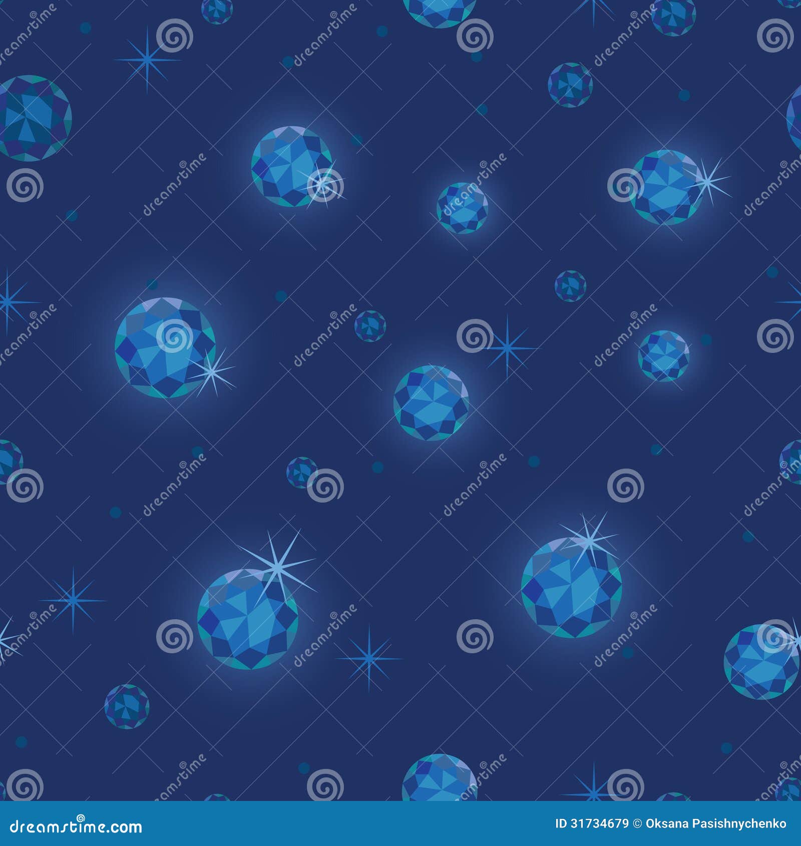 Diamond Stars Seamless Pattern Background Stock Vector - Illustration ...