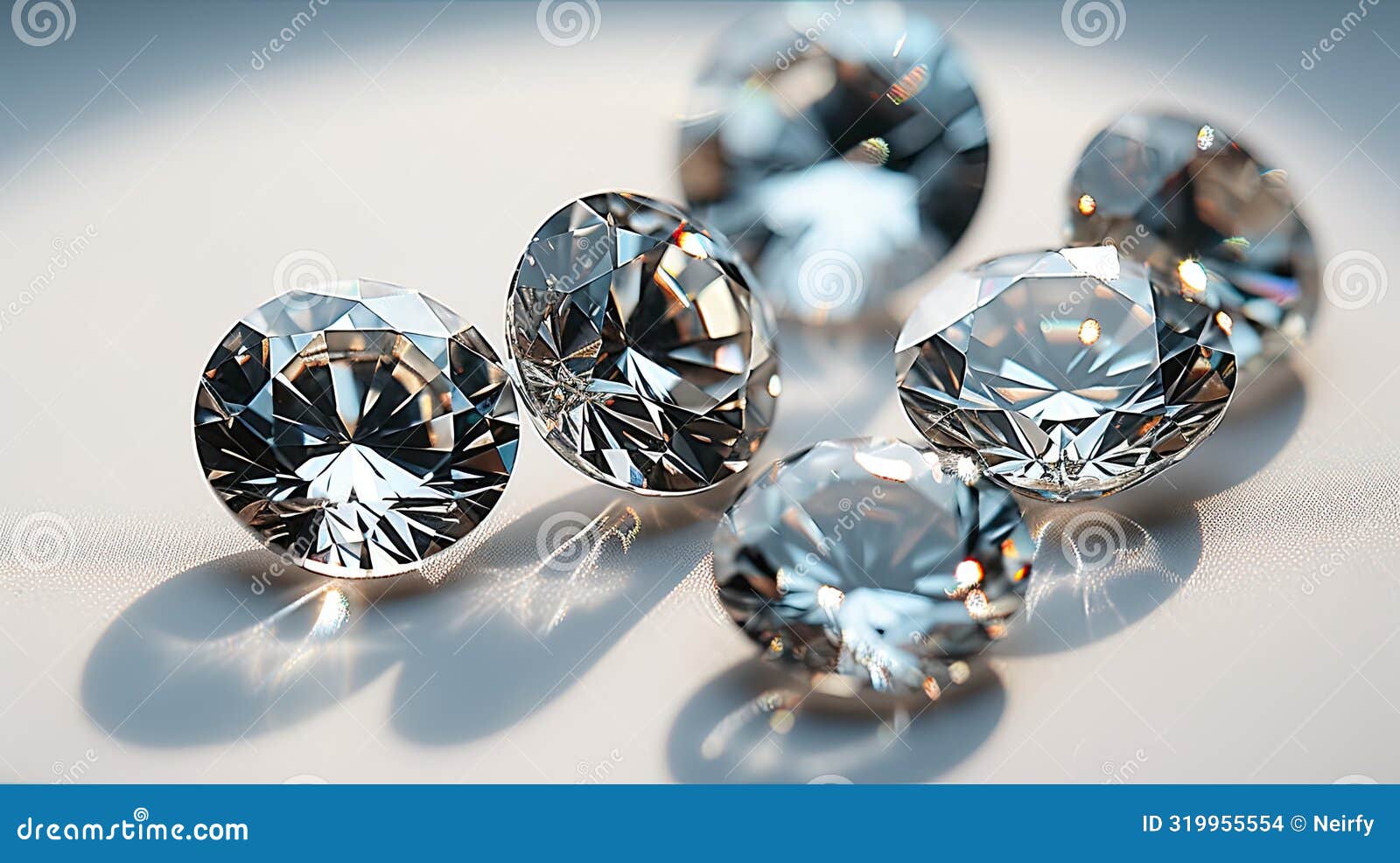 Diamond Stones of Different Cuts and Sizes on Light Background with ...