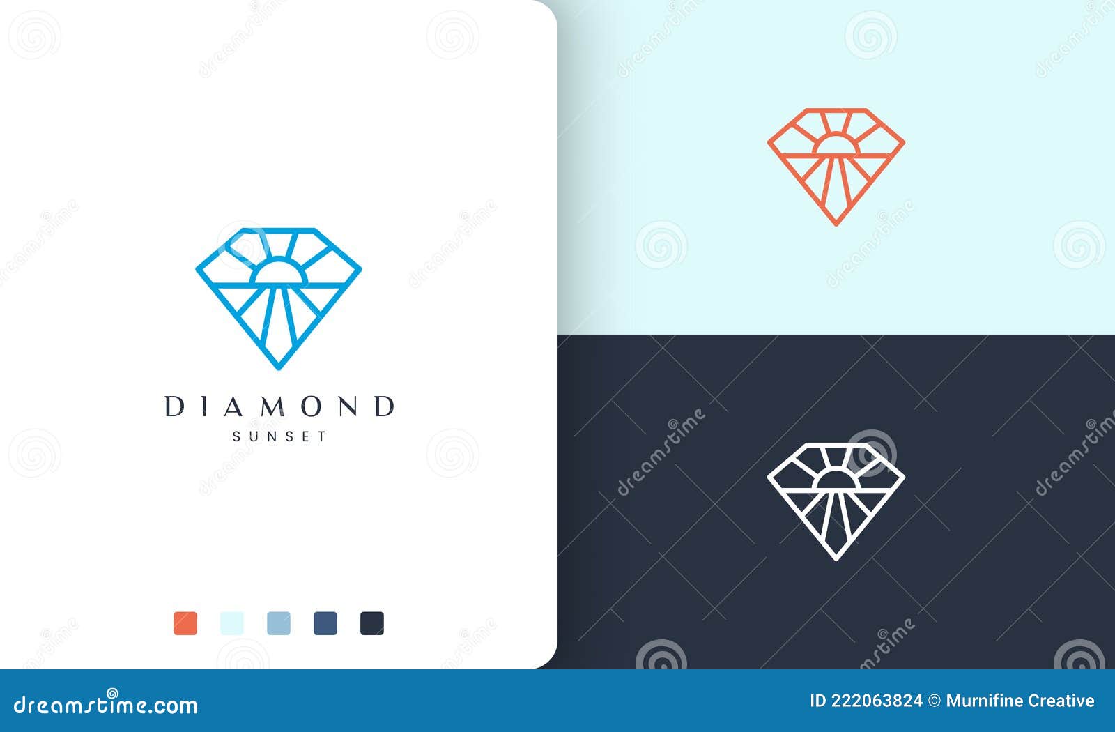 Diamond Sun or Beach Logo in Simple Line Art and Modern Style Stock ...