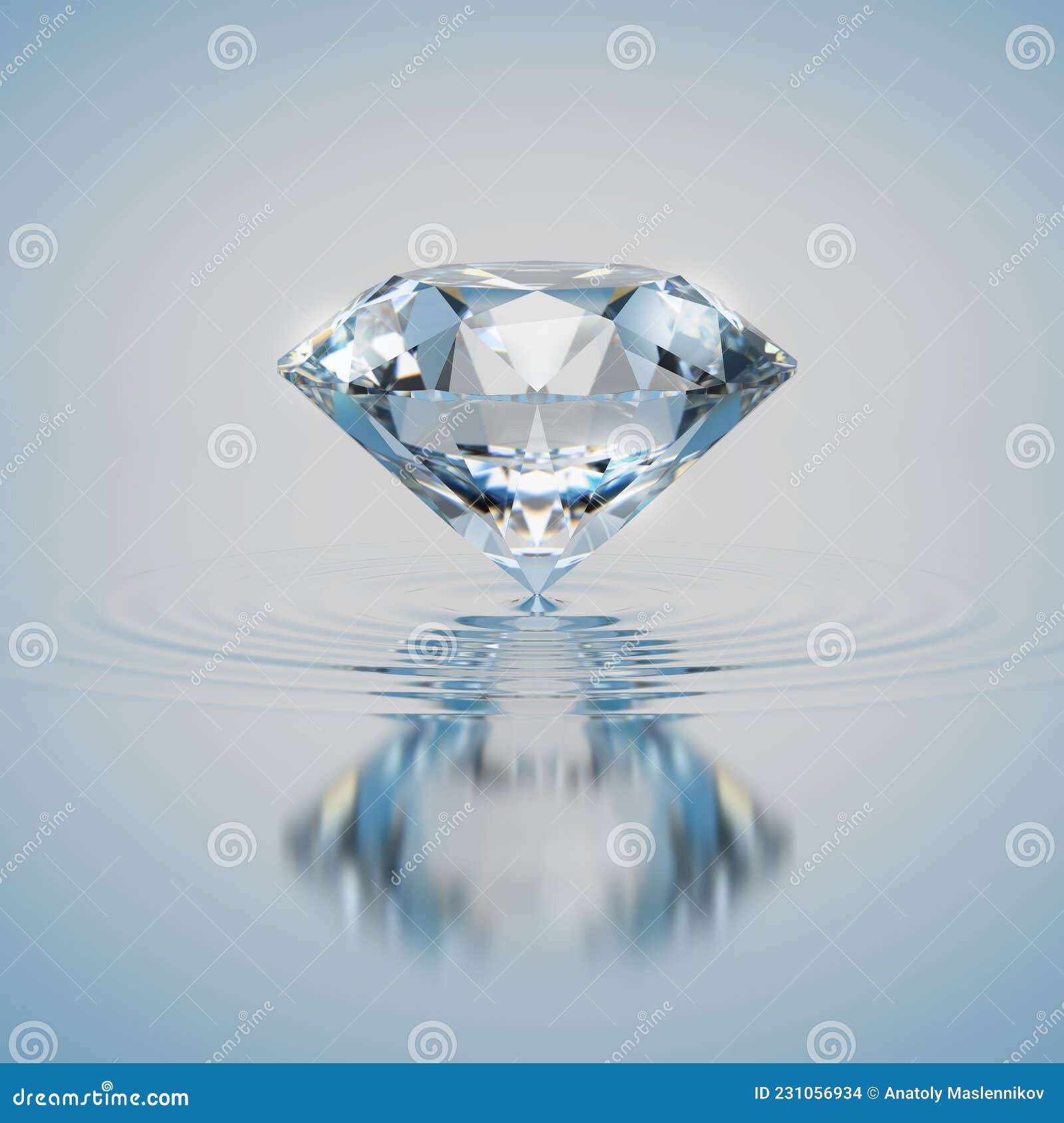Diamond on the Surface of the Water Stock Illustration - Illustration ...
